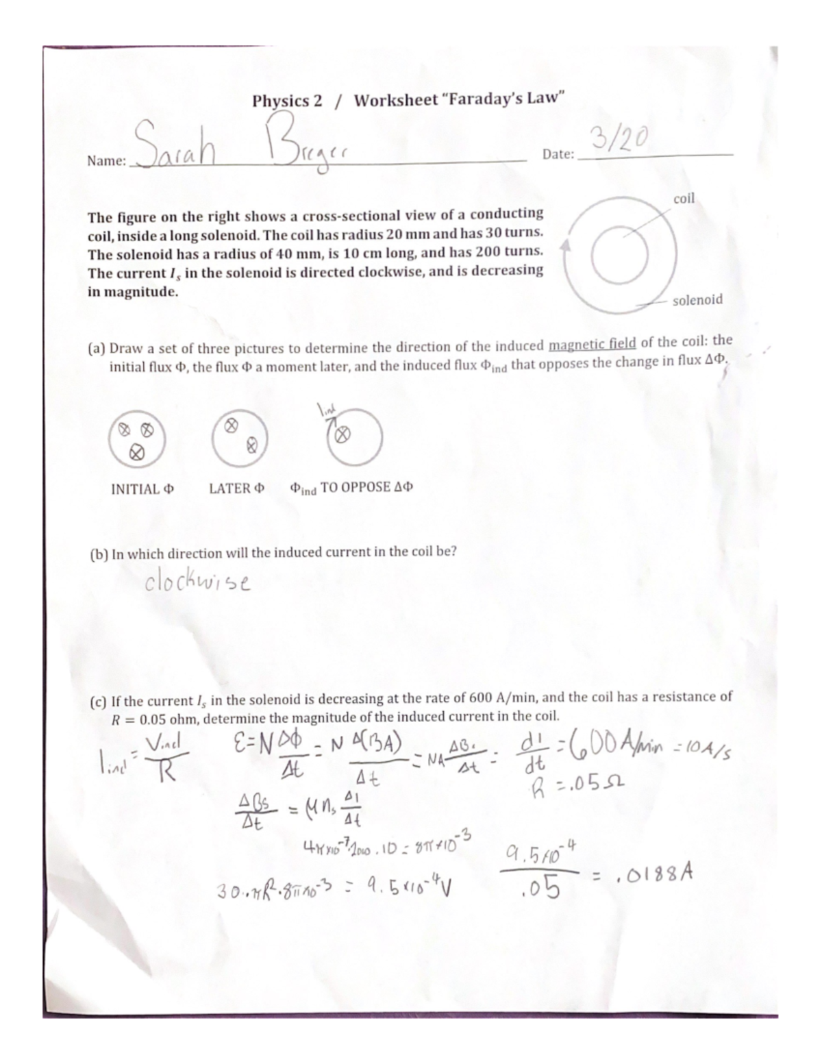 Faraday's Law Worksheet - PHY 112 - Studocu