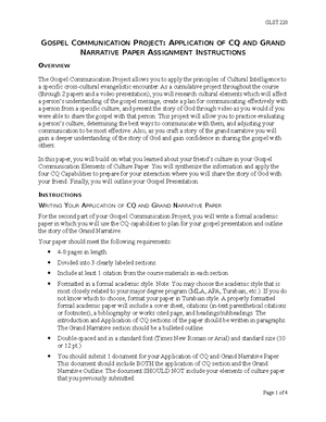 Gospel Communication Project Grand Narrative Video Assignment ...