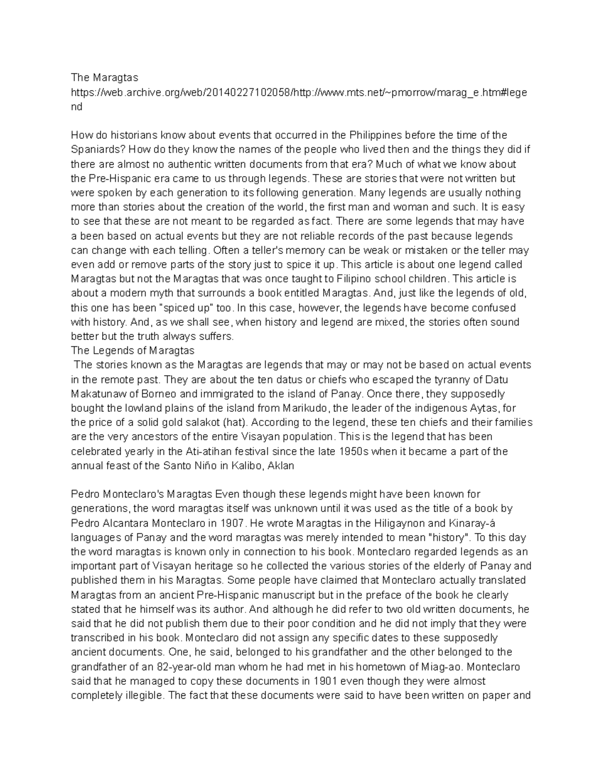 RPH ULIT - adas - The Maragtas web.archive/web/20140227102058/mts ...