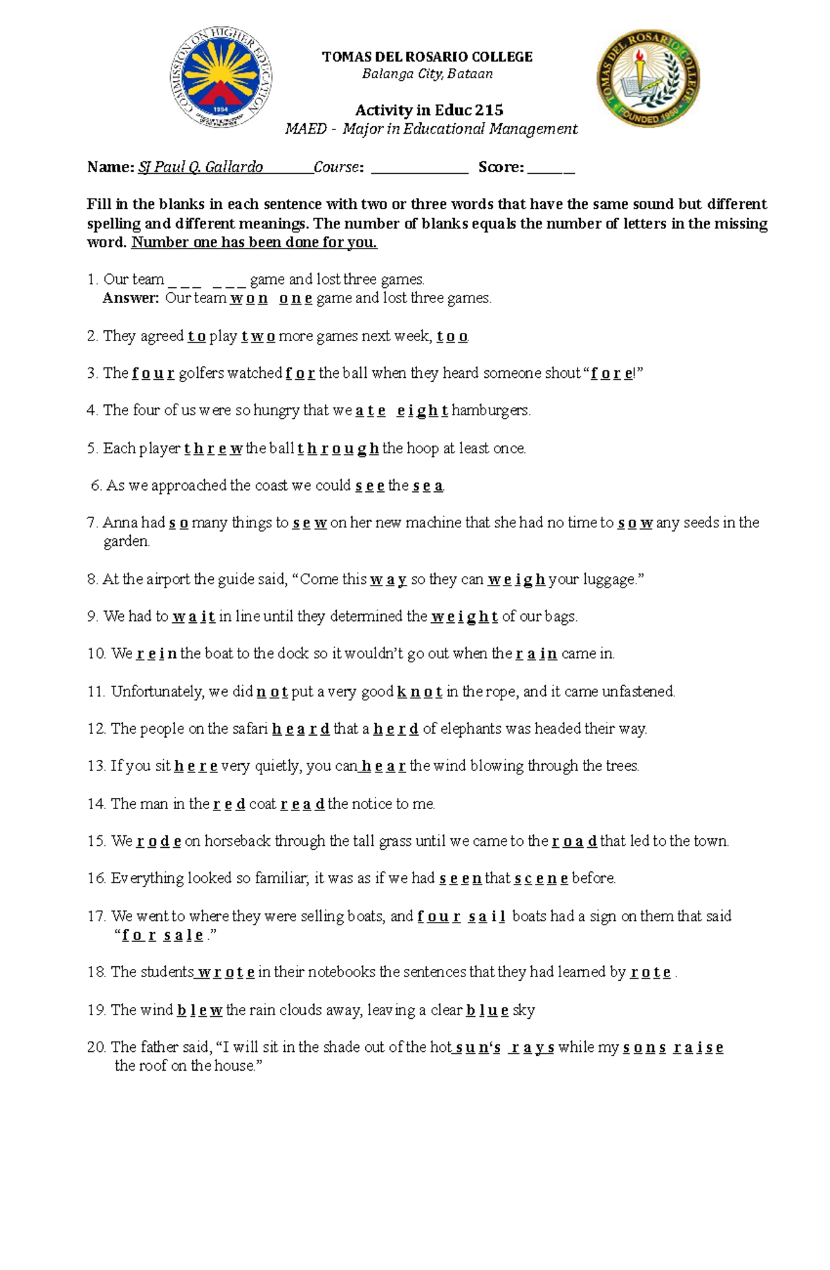 Asynchronous in Educ 215 - TOMAS DEL ROSARIO COLLEGE Balanga City ...