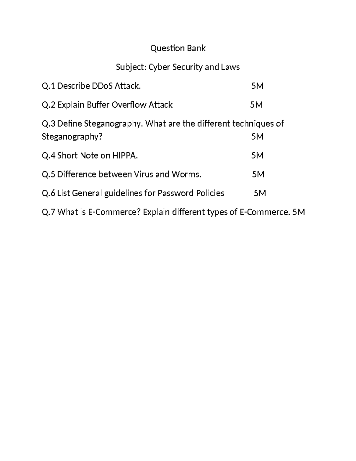 Sess2 qb - question bank - Cyber Security And Laws - Question Bank ...