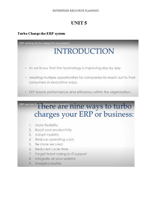 ERP1 - Complete focus on business requirements - UNIT 1 : ERP INTRODUCTION What is ERP ...