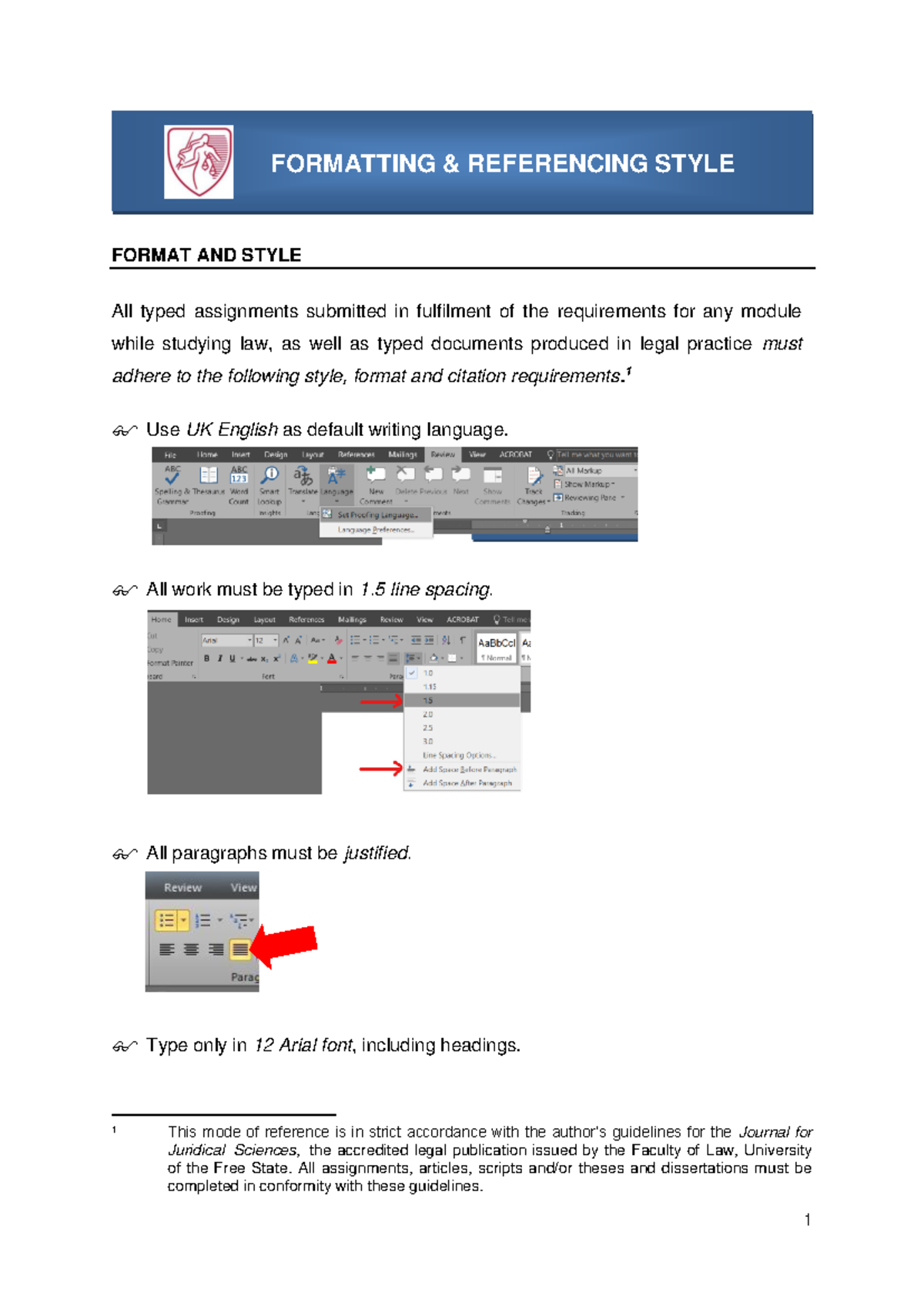 JJS Formatting and Referencing Guide 2023 - FORMAT AND STYLE All typed ...