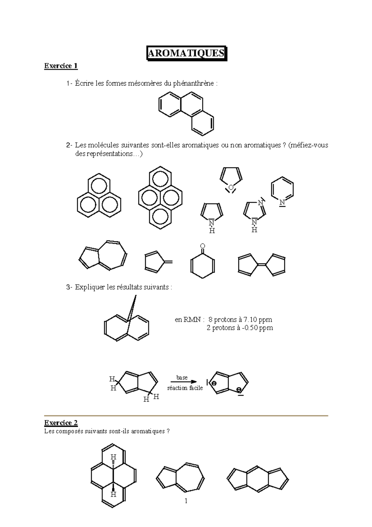 Arommp hkj pkpk - AROMATIQUES Exercice 1 1- Écrire les formes mésomères du phénanthrène : 2- Les ...