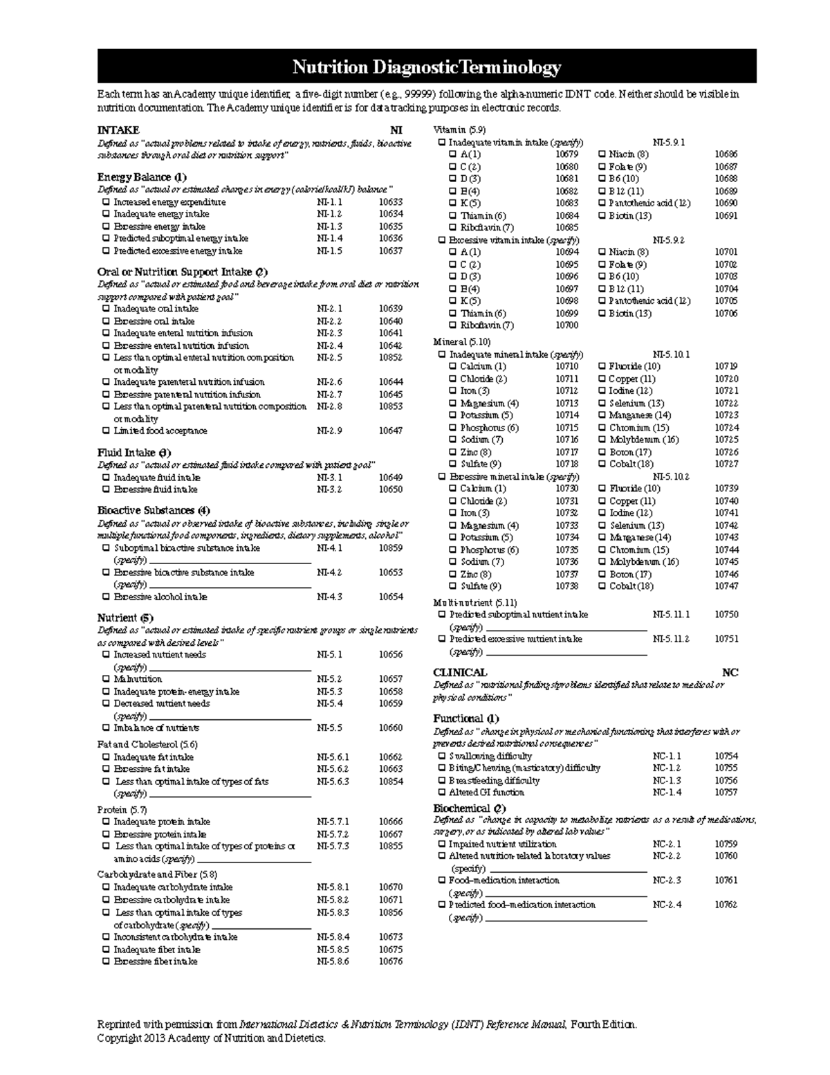 NCP-codes- Diagnosis - Reprinted with permission from International ...
