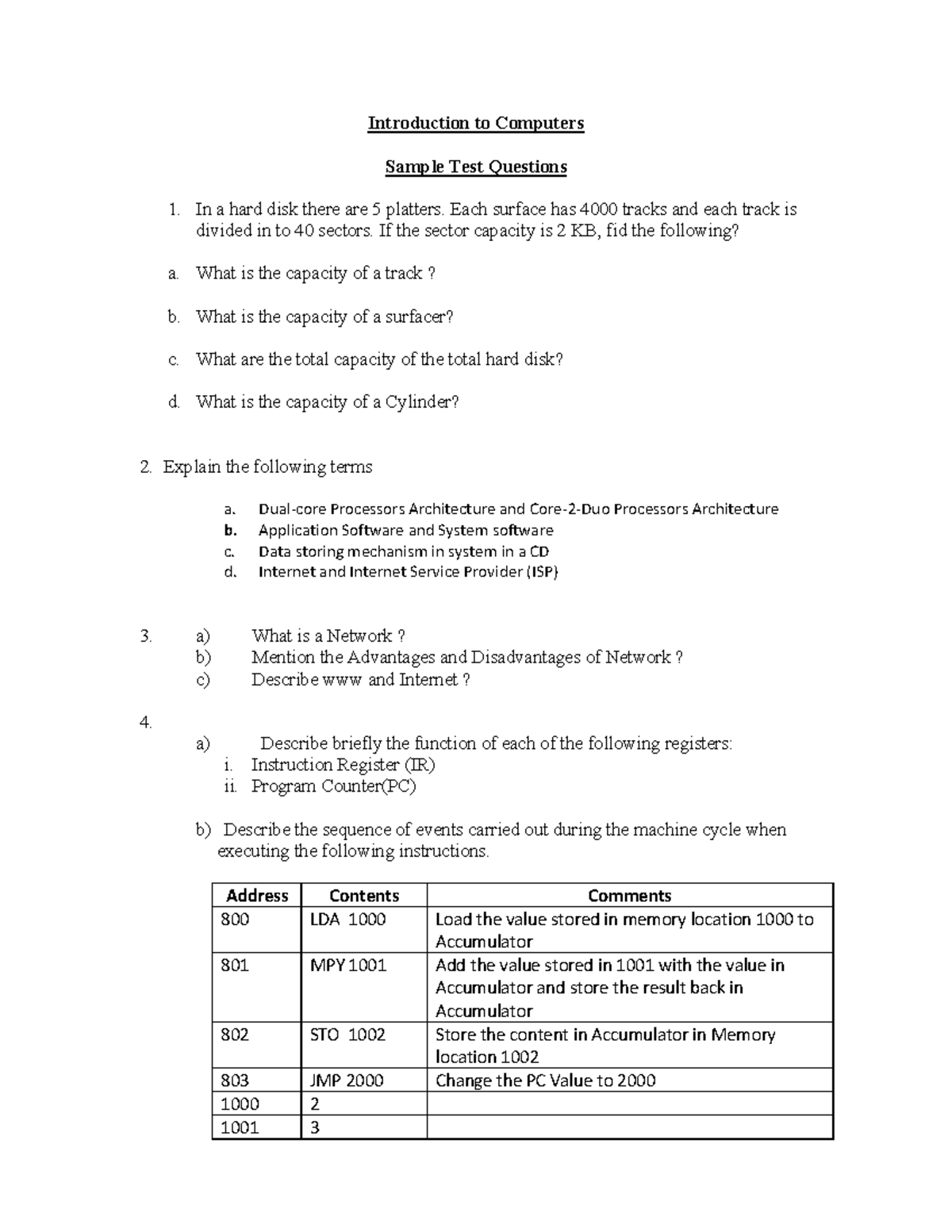 Intro Sample 1 - juy - Introduction to Computers Sample Test Questions ...