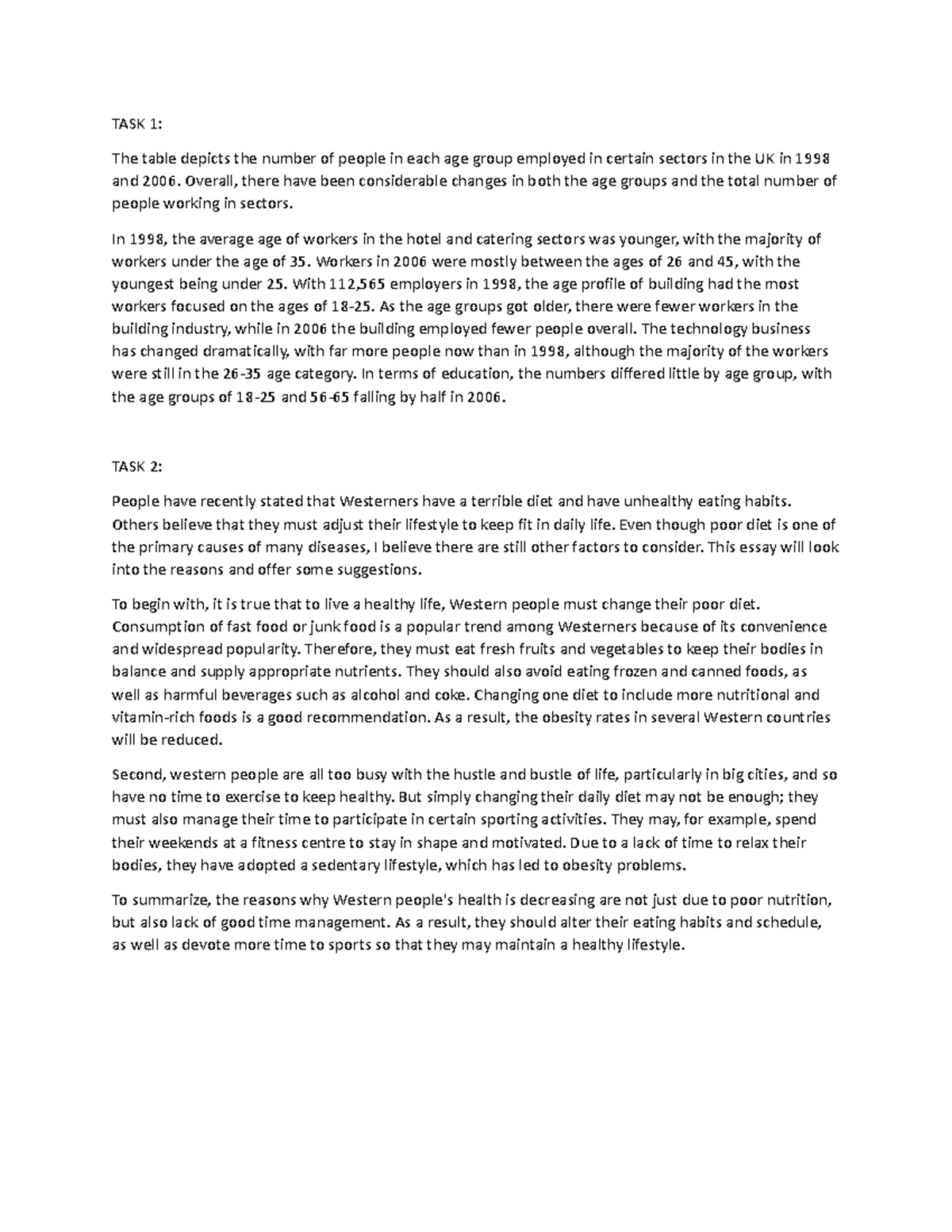 Writing Mock Test - TASK 1: The table depicts the number of people in ...