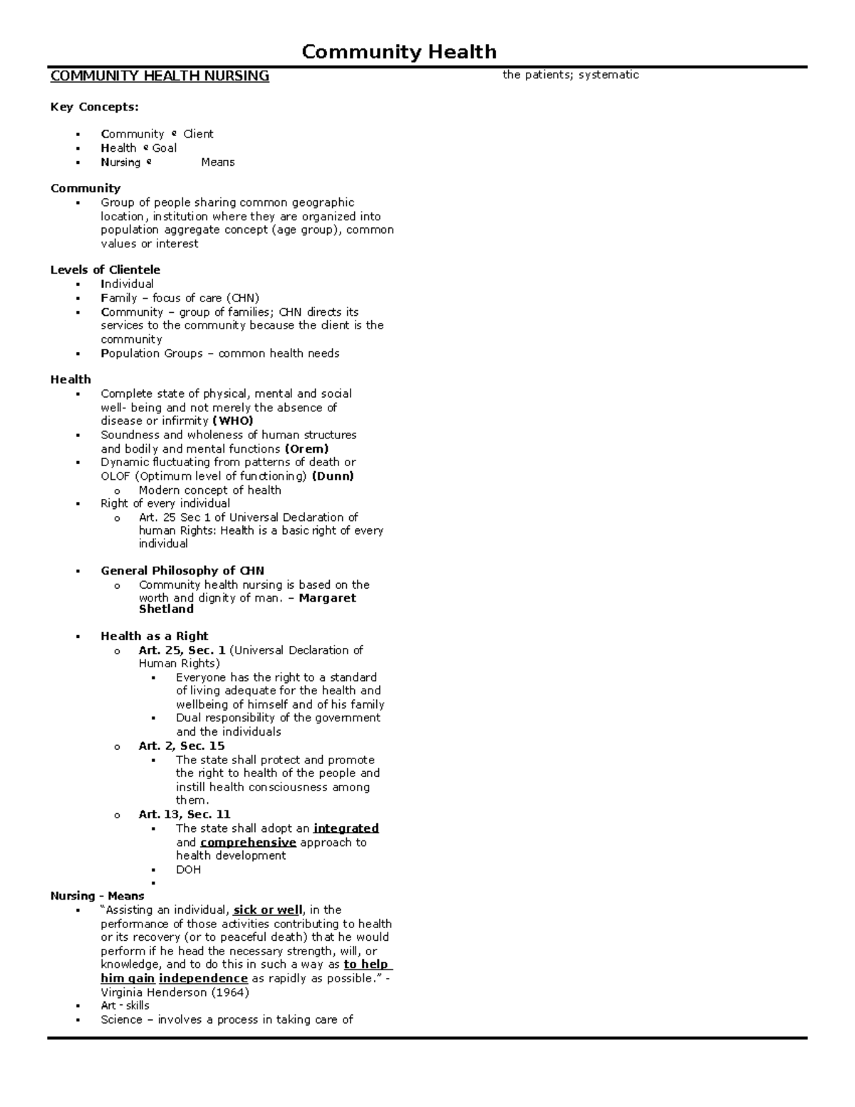 DB-CHN-Reviewer - Future nurse - COMMUNITY HEALTH NURSING Nursing Key ...