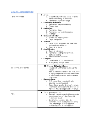 SPTE 203 Exam # 3 Study Guide-Fall 2022 - Intro To Events and Venues ...