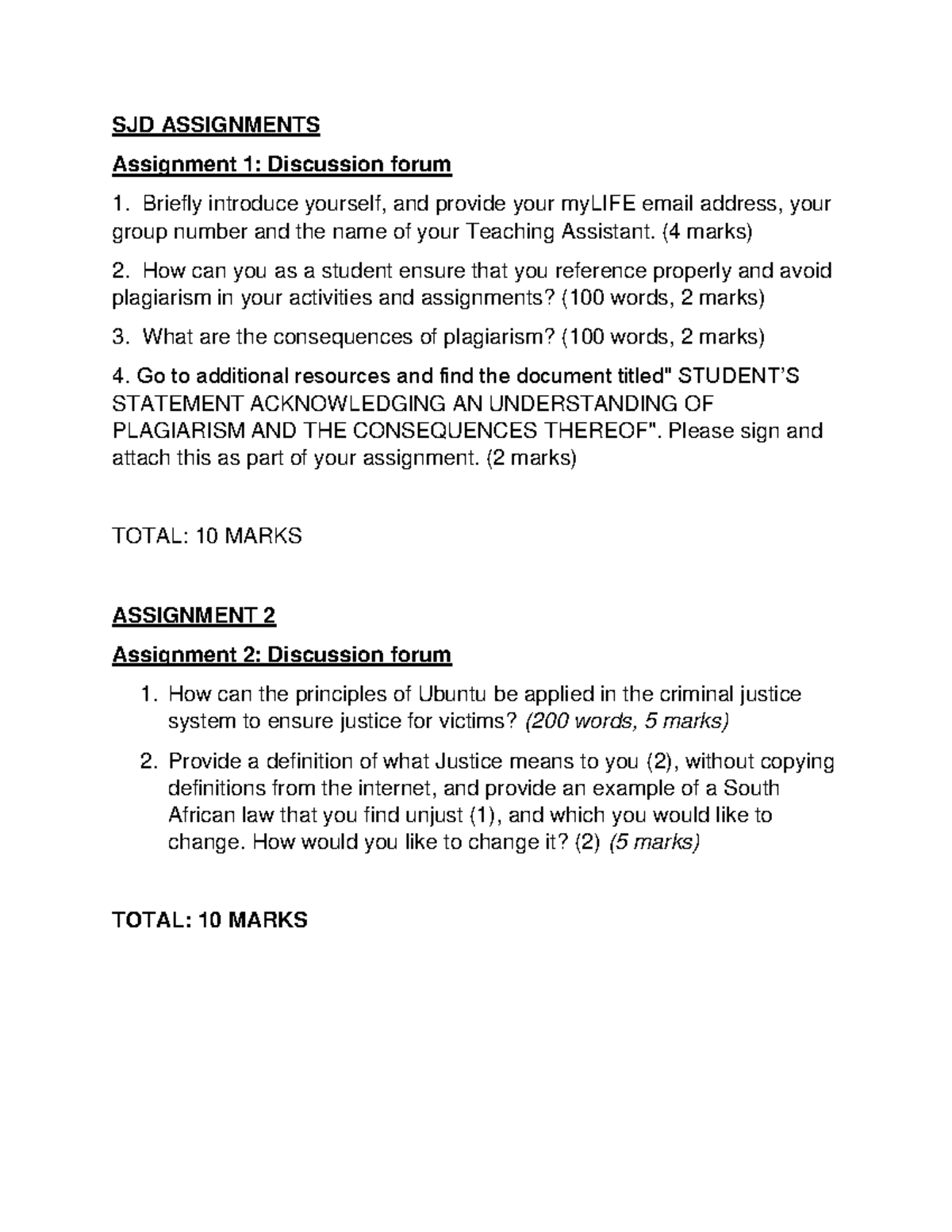 4 5940429826136475818 - SJD ASSIGNMENTS Assignment 1: Discussion forum ...