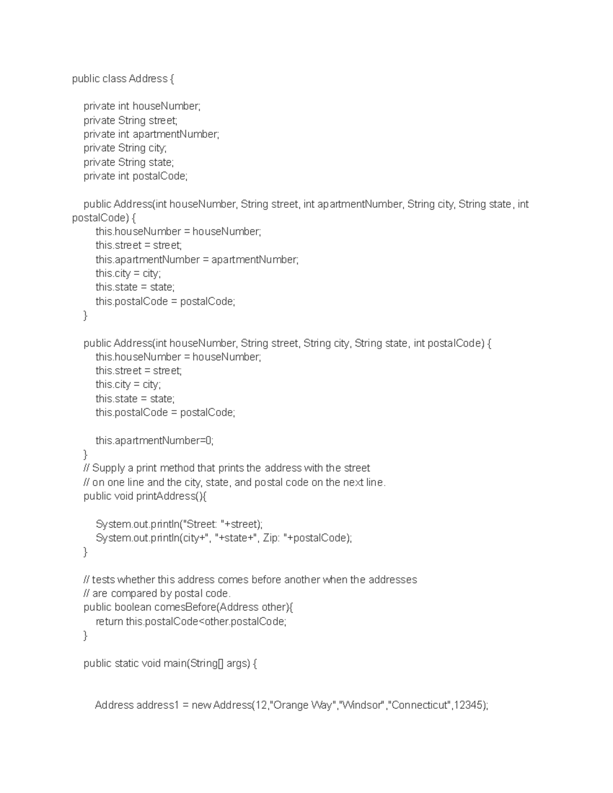 Module 7; - SDSDSDS - public class Address { private int houseNumber ...