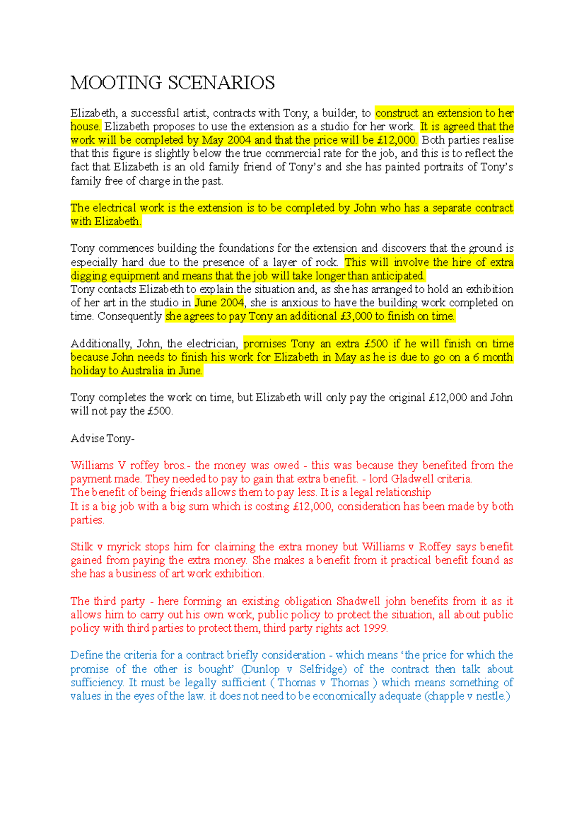 Mooting scenarios how to tackle contract law moots - MOOTING SCENARIOS ...