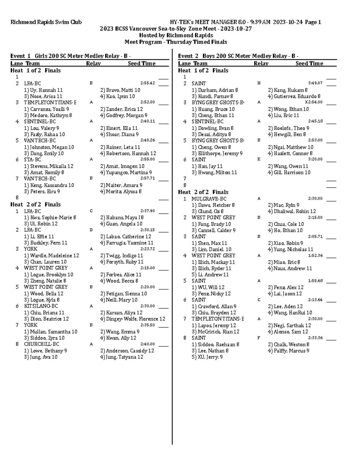 20231024 BCSS VSS heatsheet 01 - 2023 BCSS Vancouver Sea-to-Sky Zone ...
