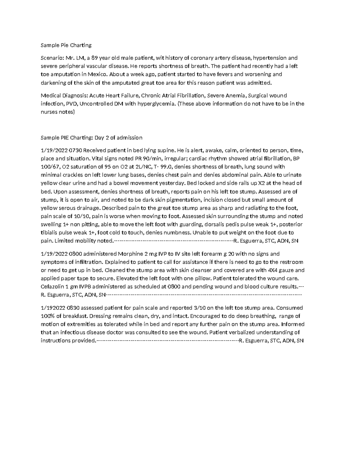 Sample Pie Charting - Naba - Sample Pie Charting Scenario: Mr. LM, a 89 ...