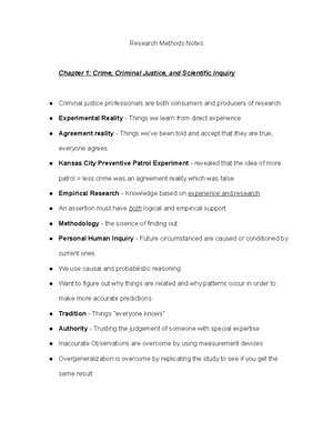 Research Methods Notes Chapter 2 - Chapter 2: Foundations of Criminal ...
