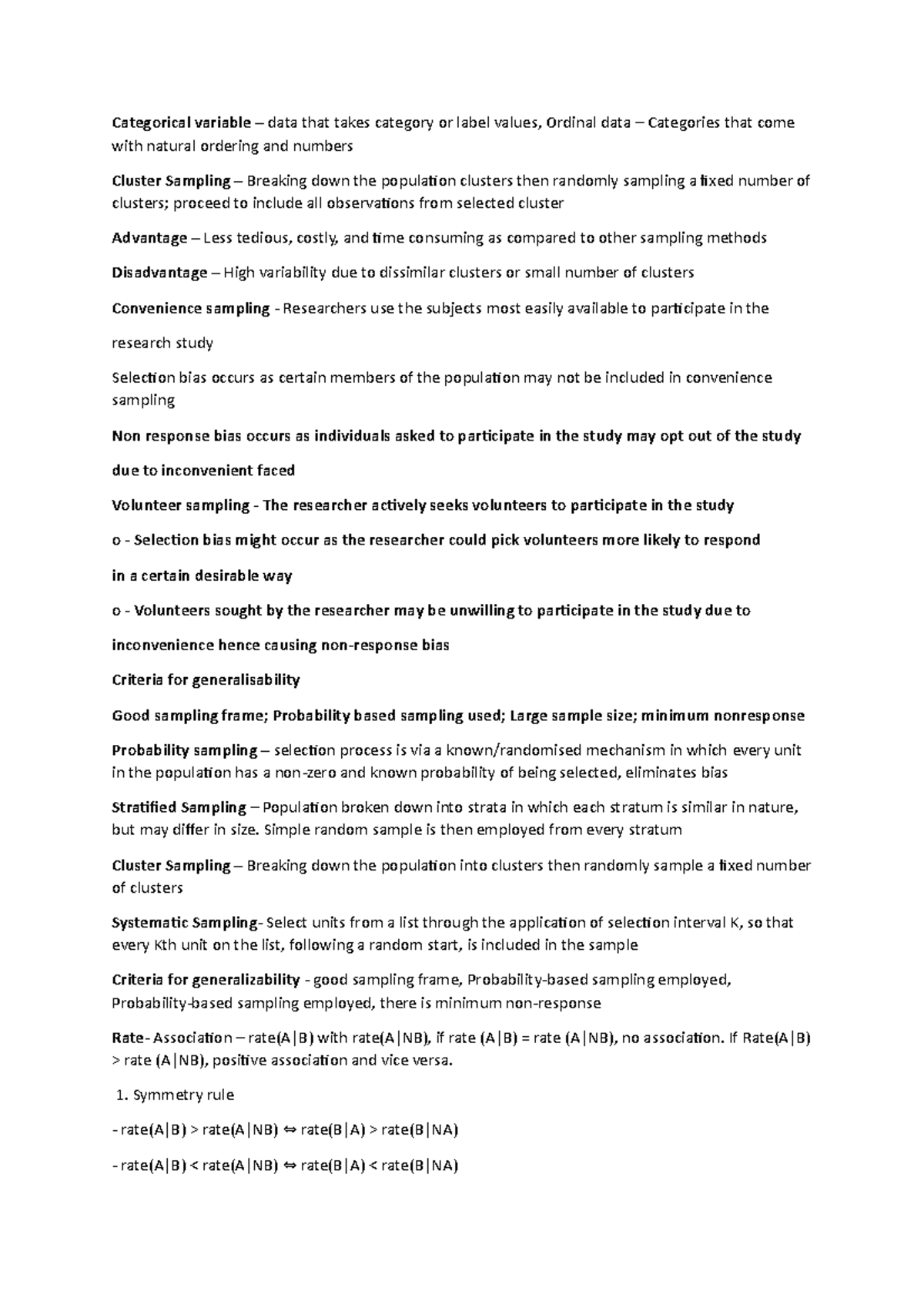 GEA Cheat sheet - Categorical variable – data that takes category or label values, Ordinal data ...