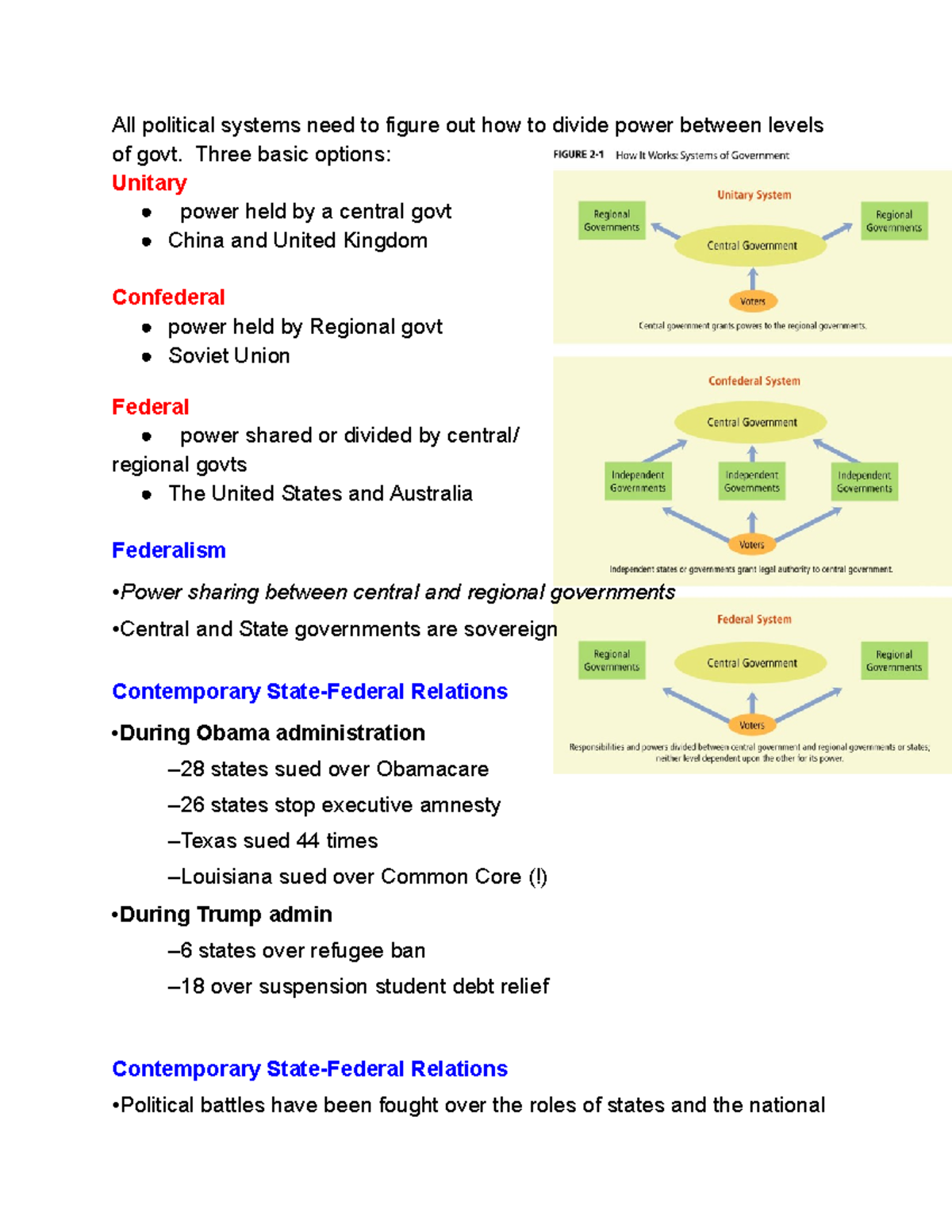 Texas In The Federal System - All political systems need to figure out ...