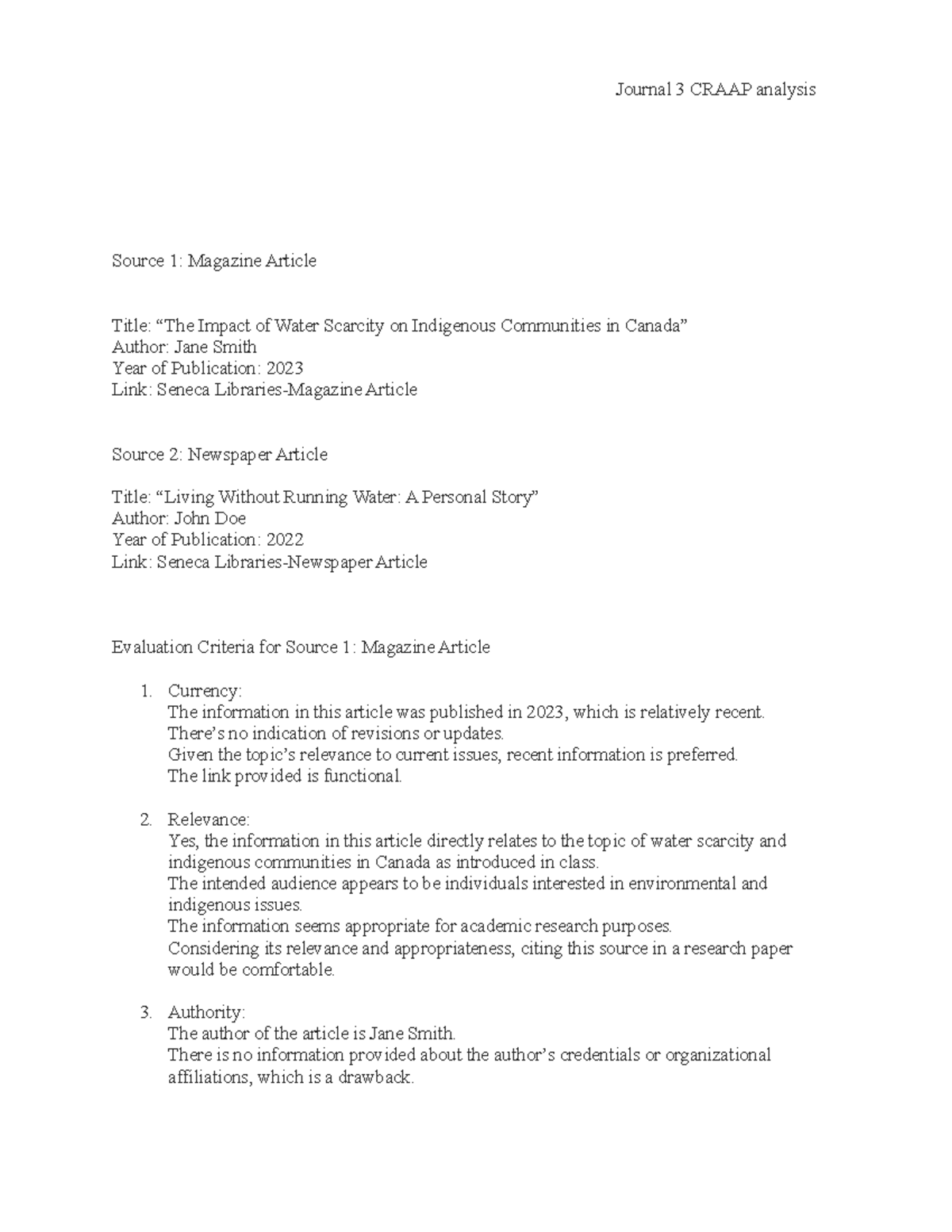 Journal 3 Craap analysis assignment - Journal 3 CRAAP analysis Source 1 ...