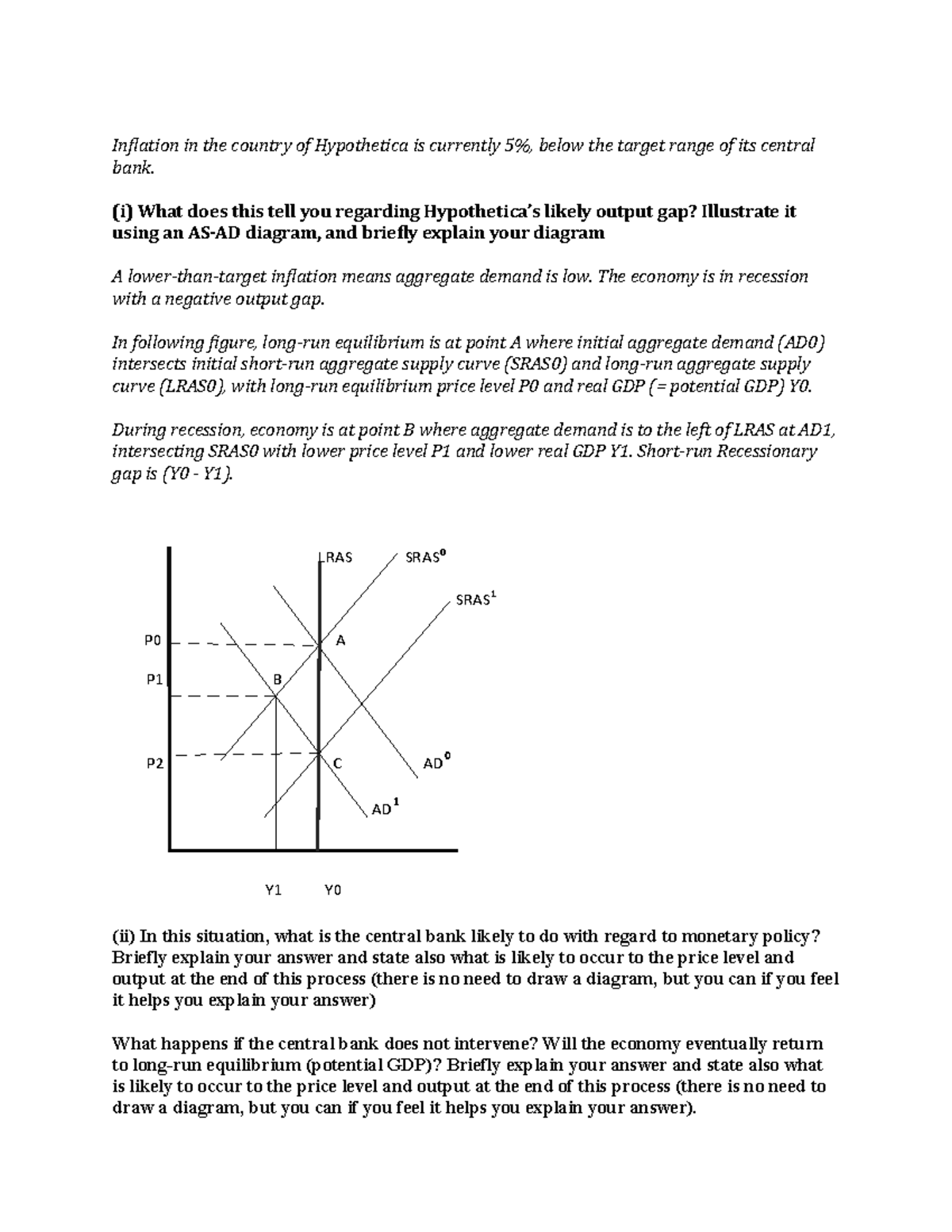 Inflation and AD-AS model - Inflation in the country of Hypothetica is ...