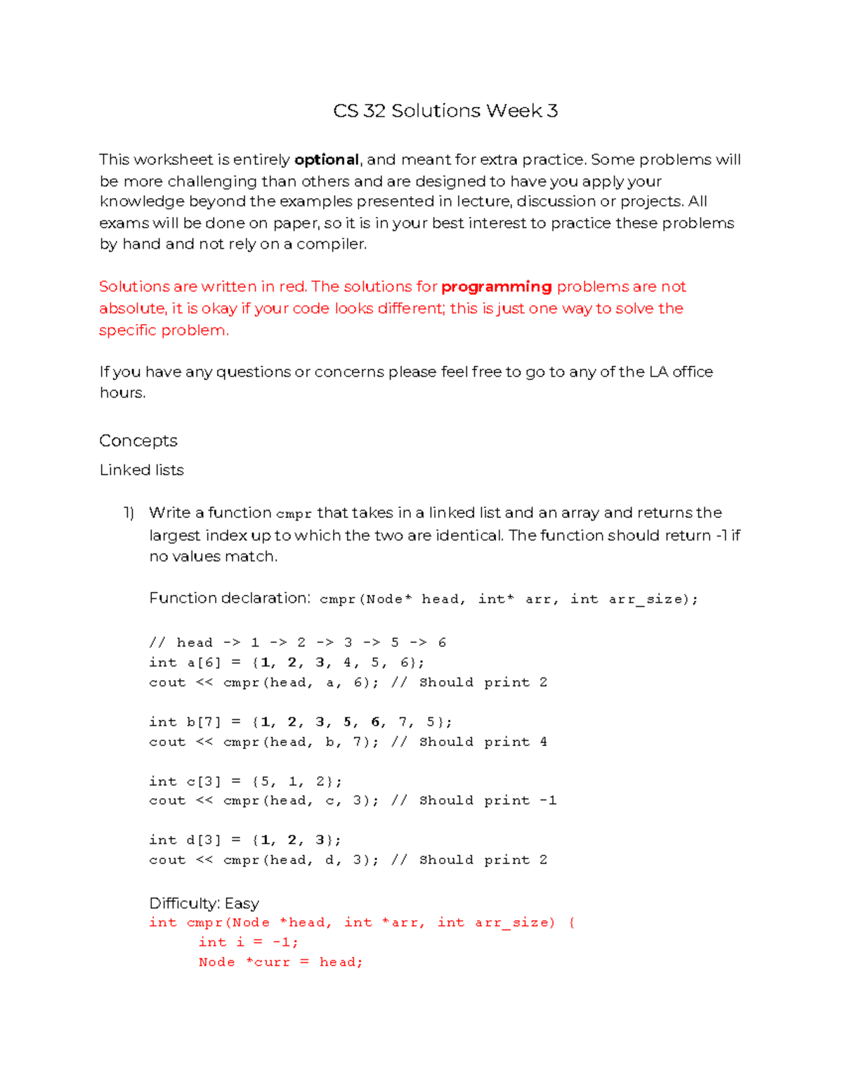 [CS 32 ] [Wk3] - Worksheet 3 - CS 32 Solutions Week 3 This worksheet is ...