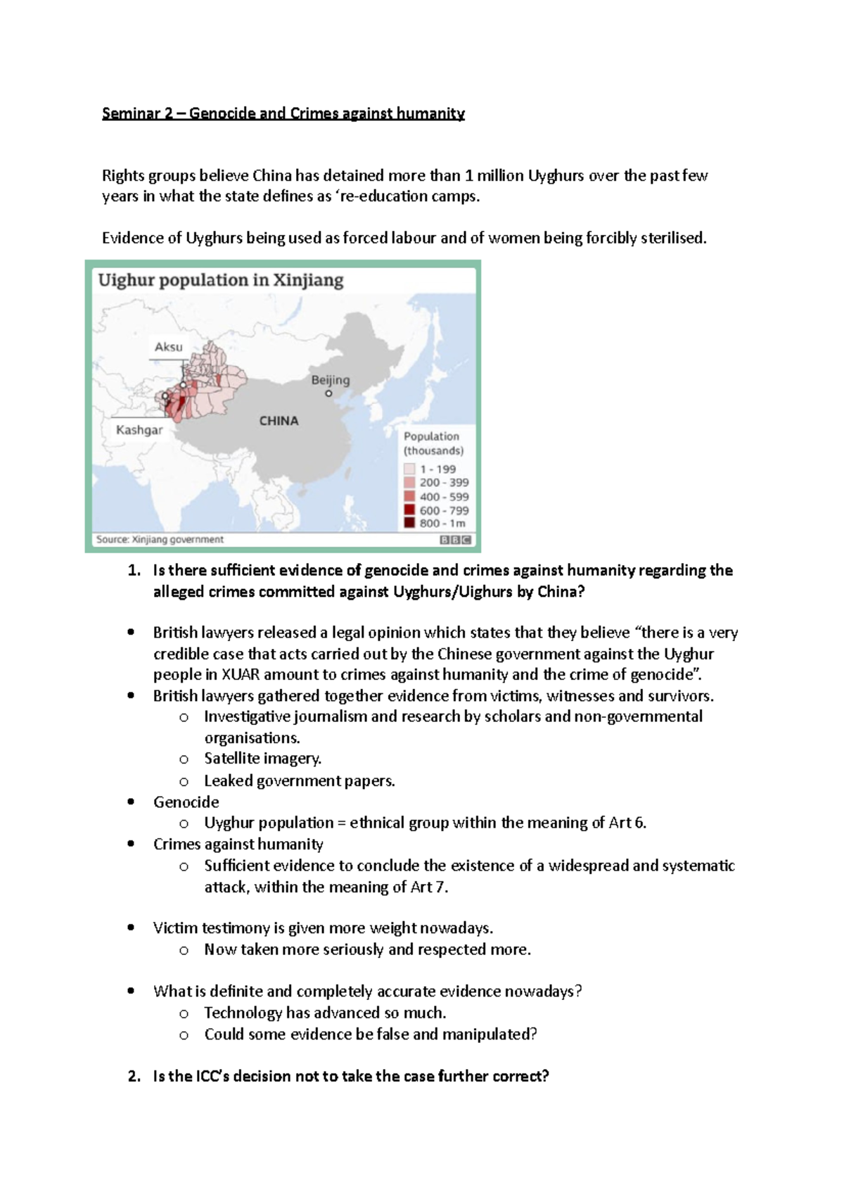 Seminar 2 - Genocide and Crimes against humanity - Seminar 2 – Genocide ...