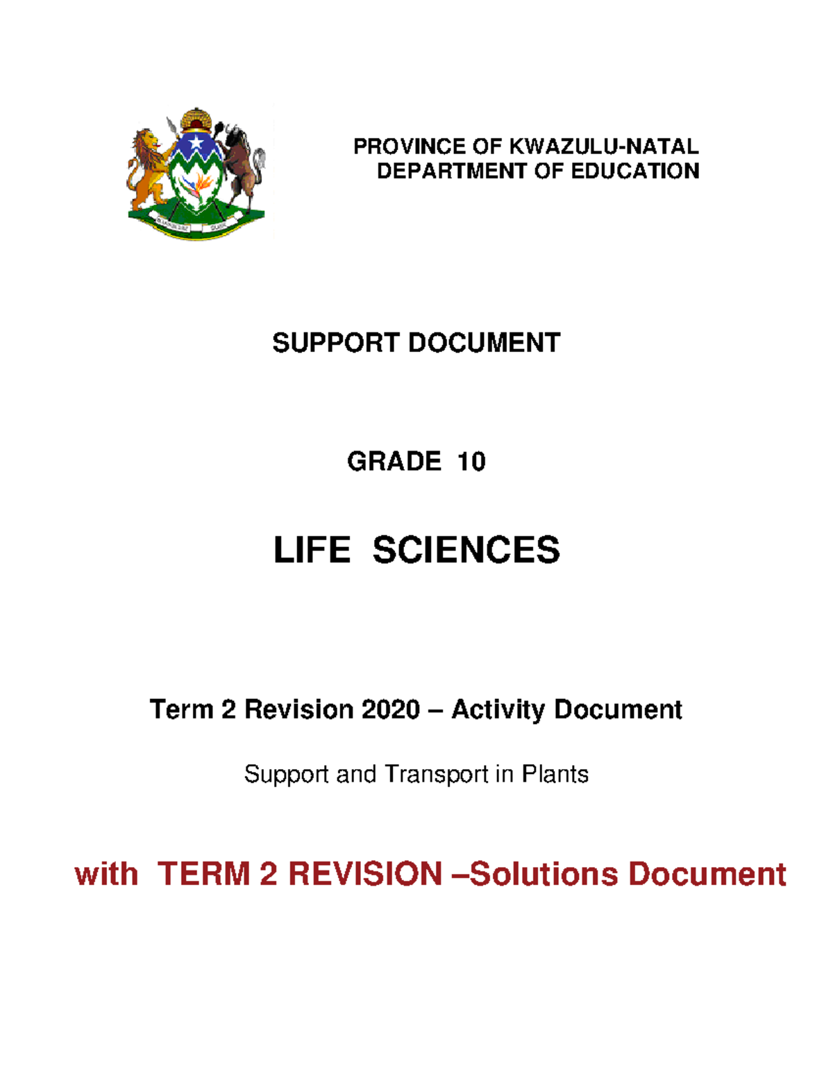 JIT Grade 10 Term 2 Topic 1 Edited - PROVINCE OF KWAZULU-NATAL ...