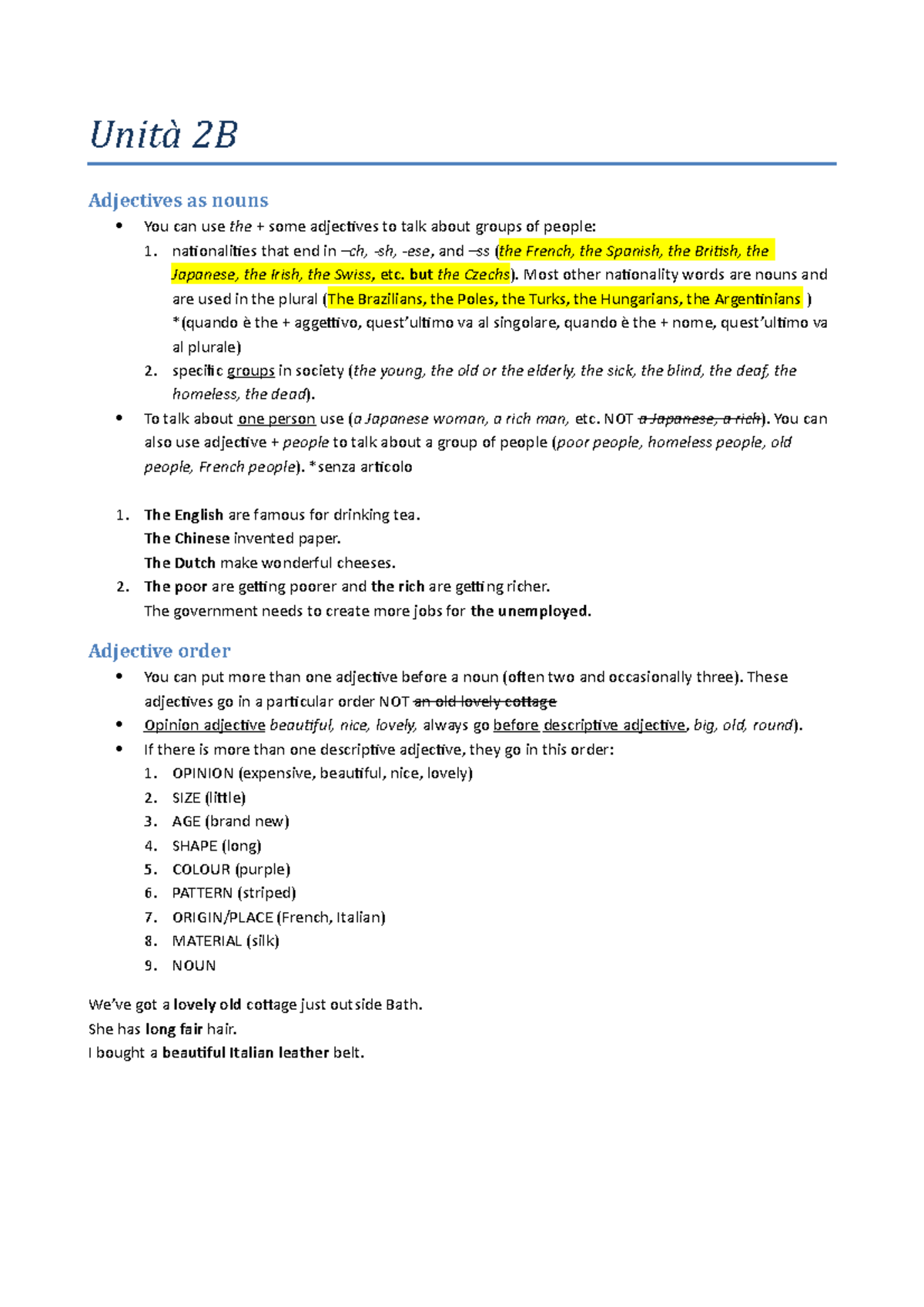 Unità 2A-2B - Summary New English File Upper-Intermediate. Student's ...