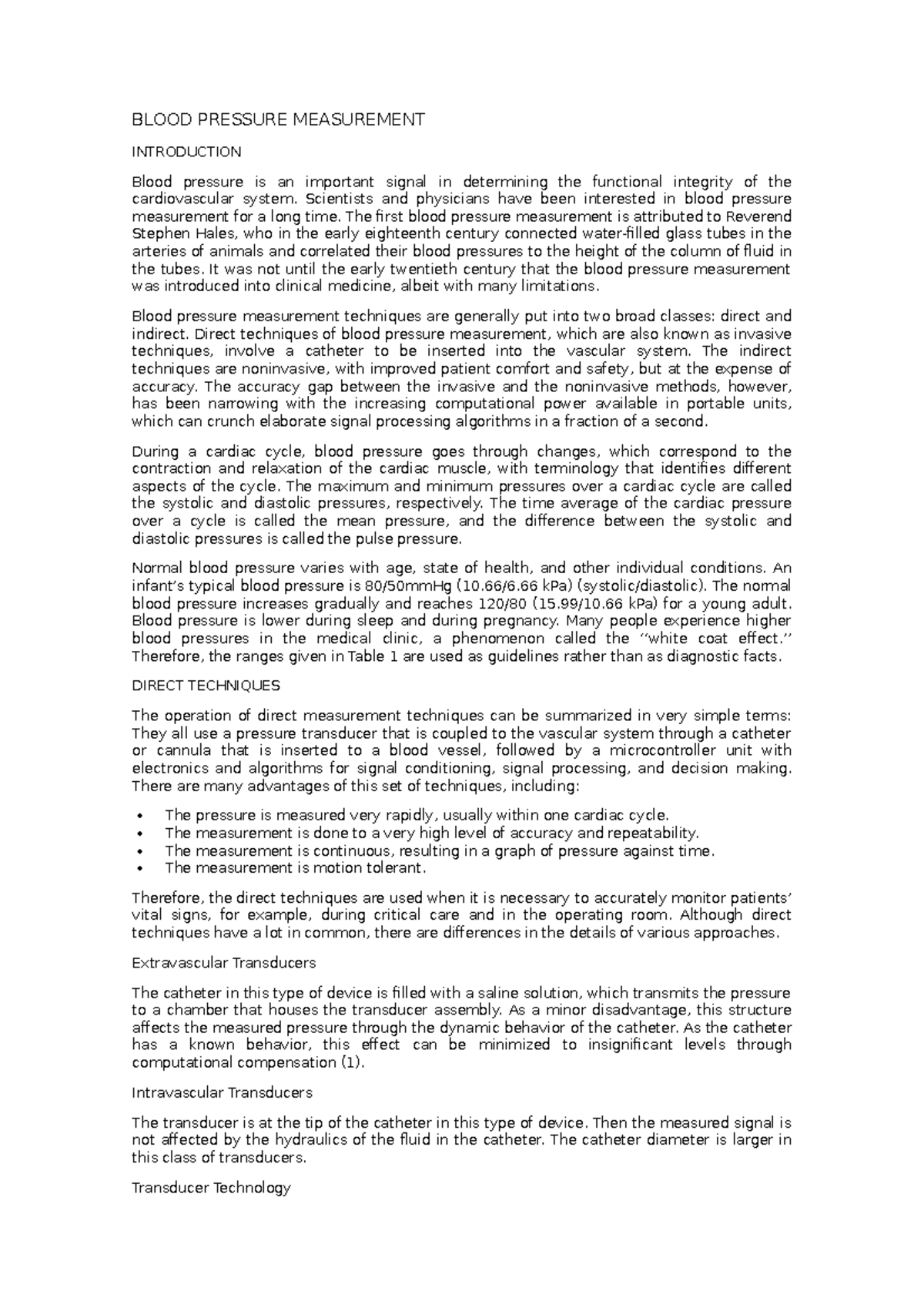 Blood Pressure Measurement - BLOOD PRESSURE MEASUREMENT INTRODUCTION ...
