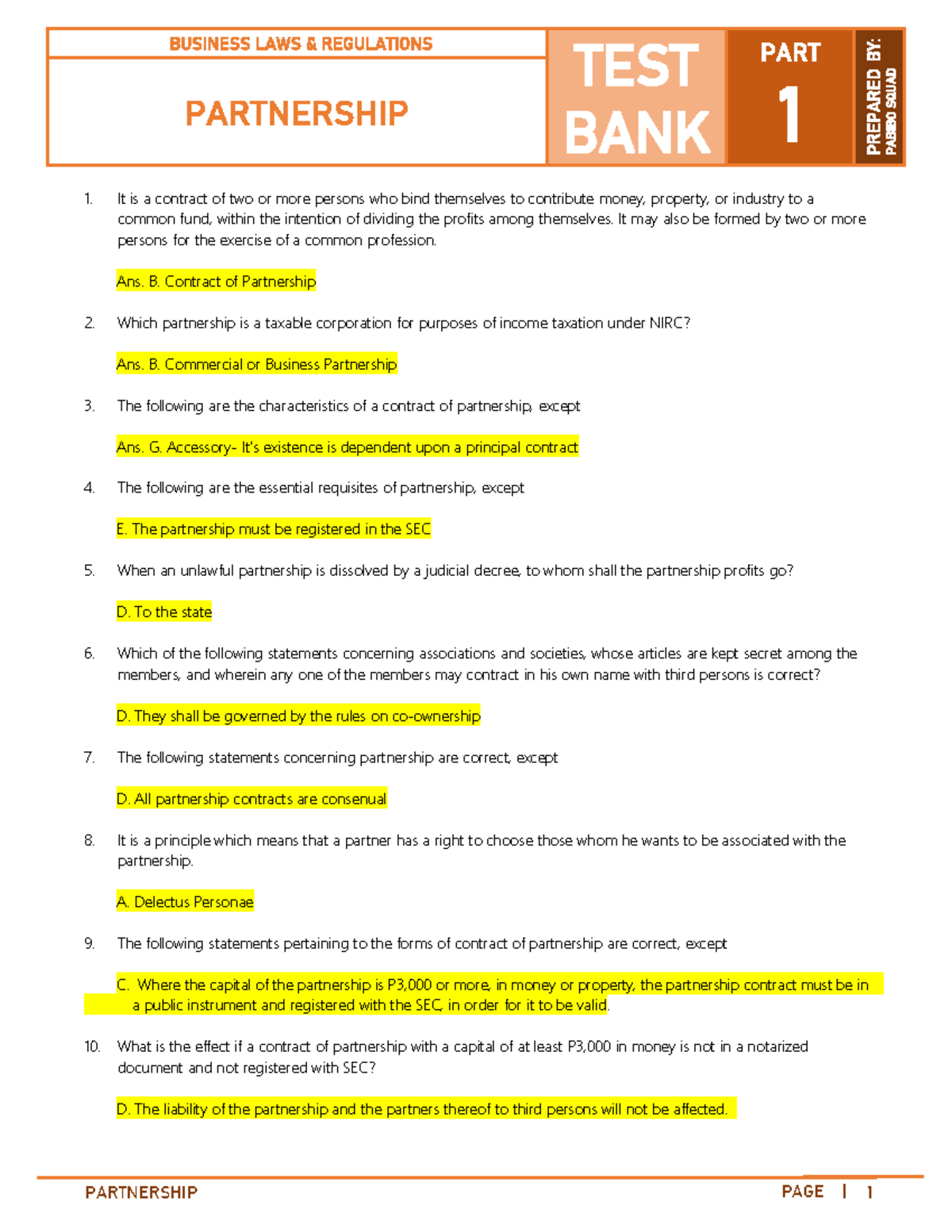 Business Laws Regulations Partnership Reviewer - BUSINESSLAWS ...