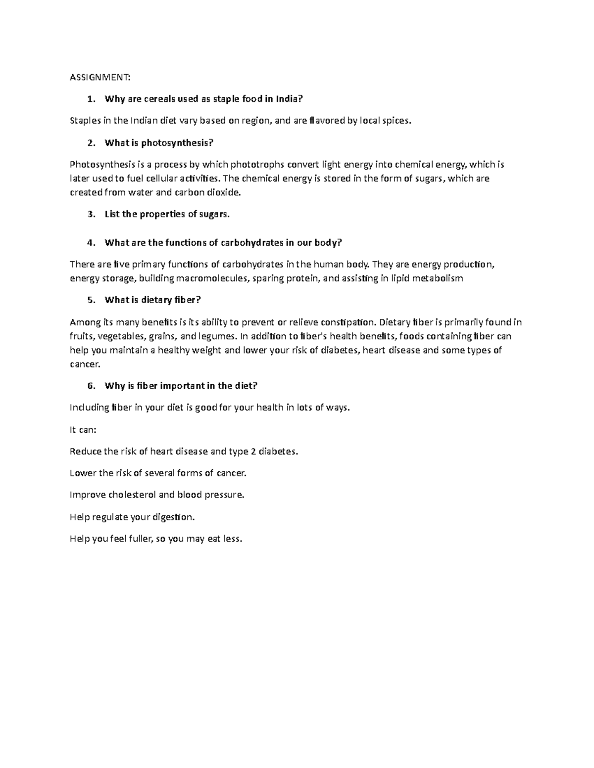 Assignment 4-6 - culinary nutrition - ASSIGNMENT: Why are cereals used ...