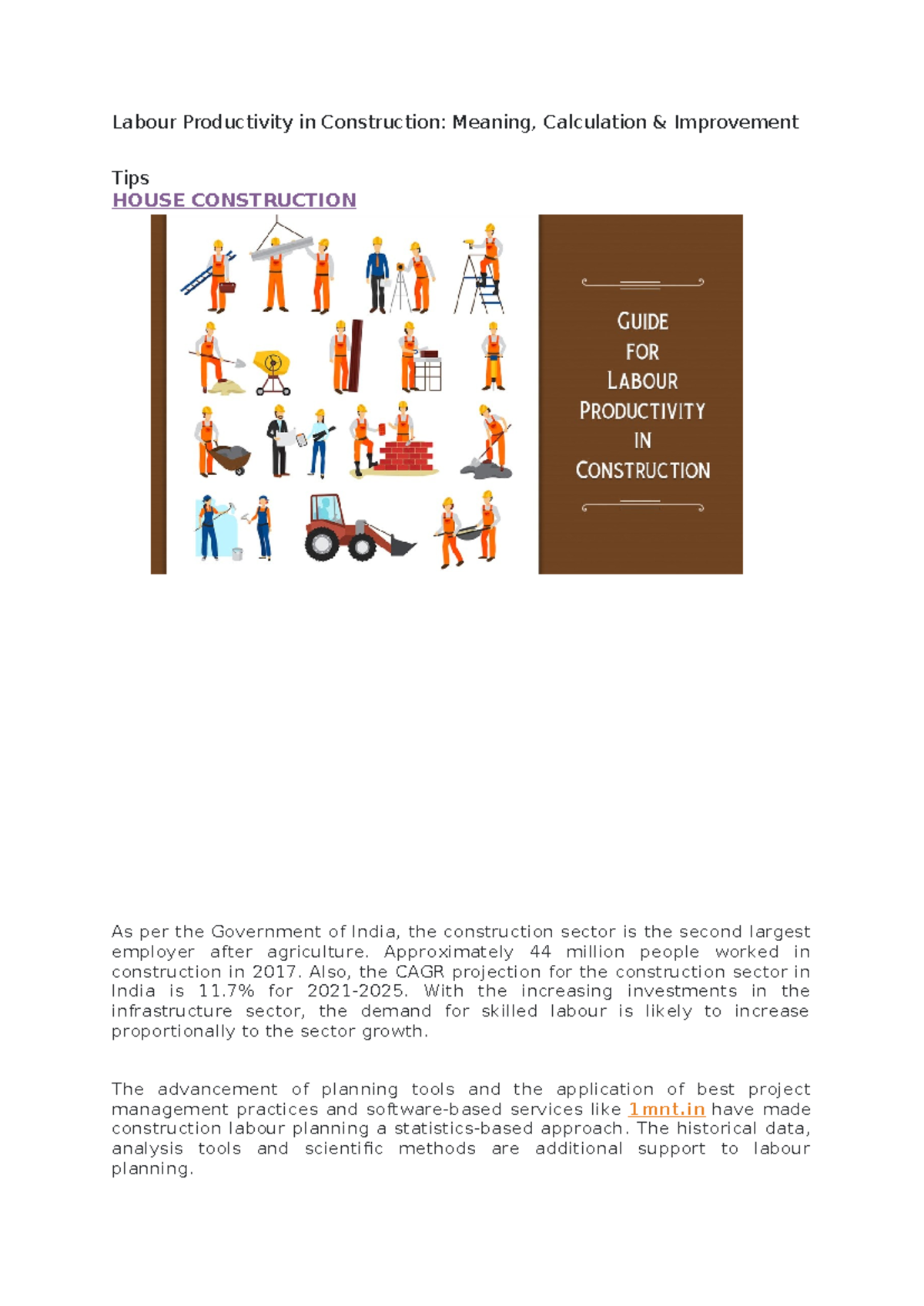 Labour Productivity in Construction - Approximately 44 million people ...