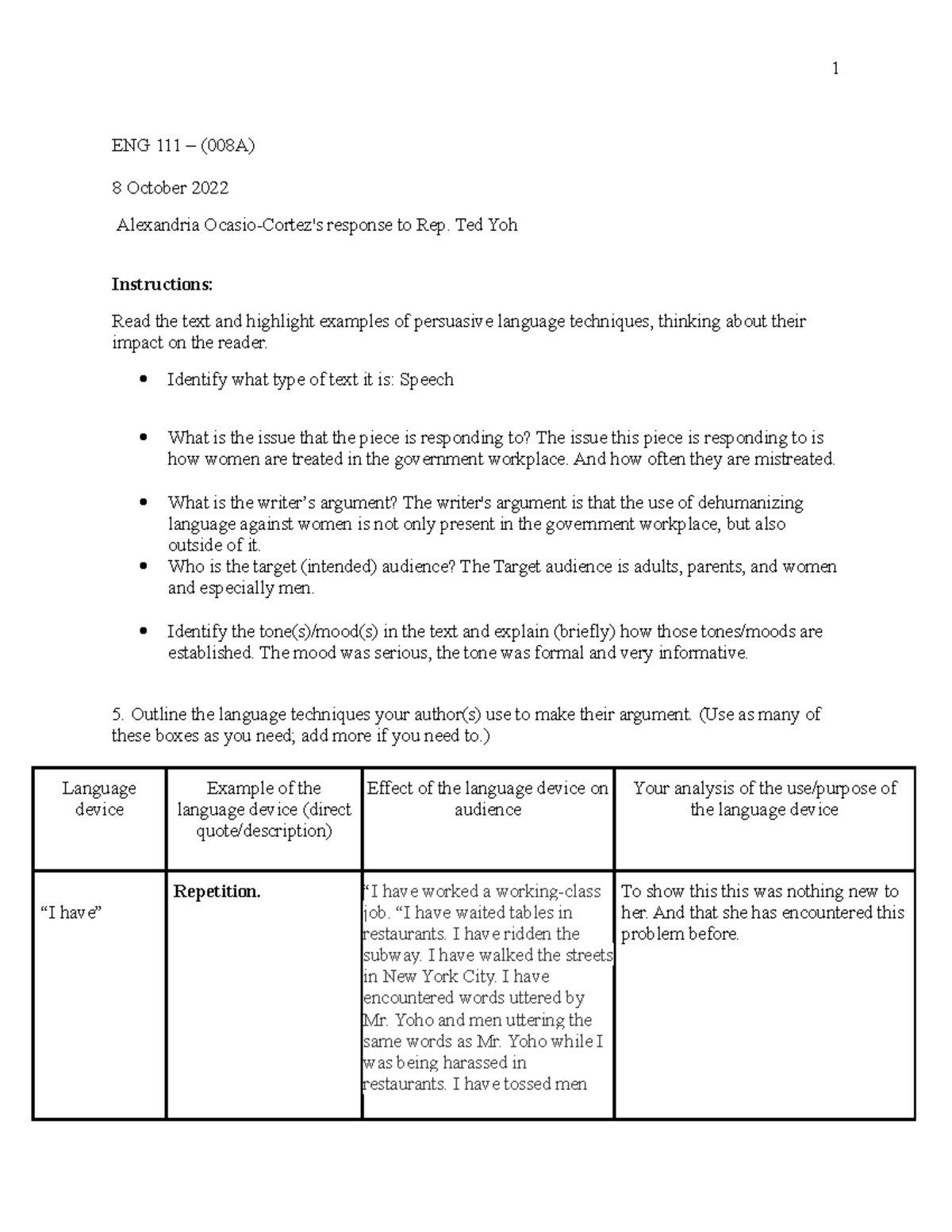 LA Essay Outline Update - ENG 111 – (008A) 8 October 2022 Alexandria ...