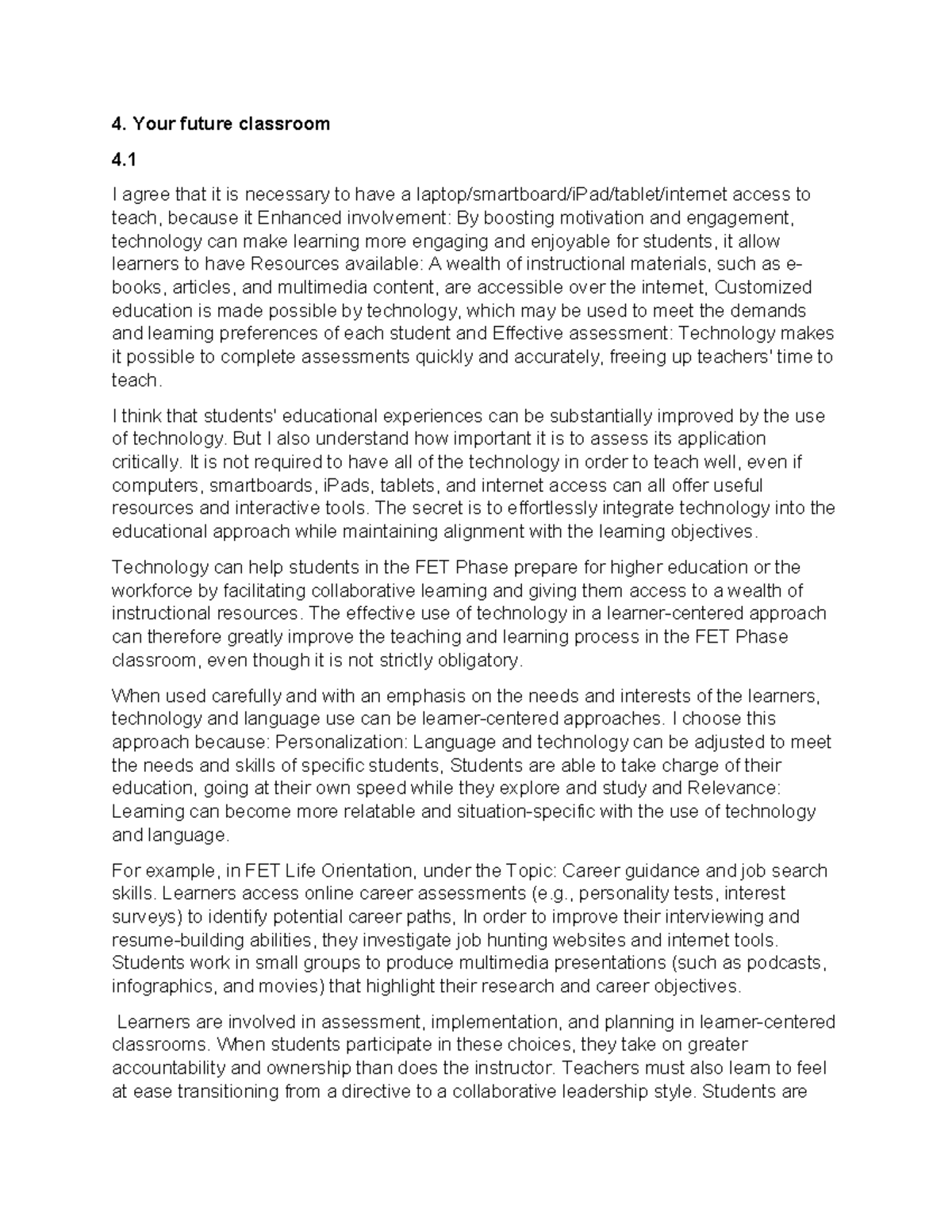 4 tps fet - NOTES - Your future classroom I agree that it is necessary ...