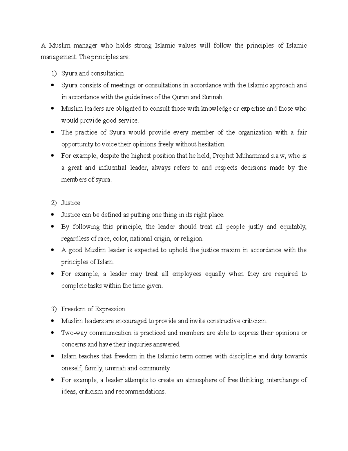 MGT 420 Principles Of Islamic Management - A Muslim manager who holds ...