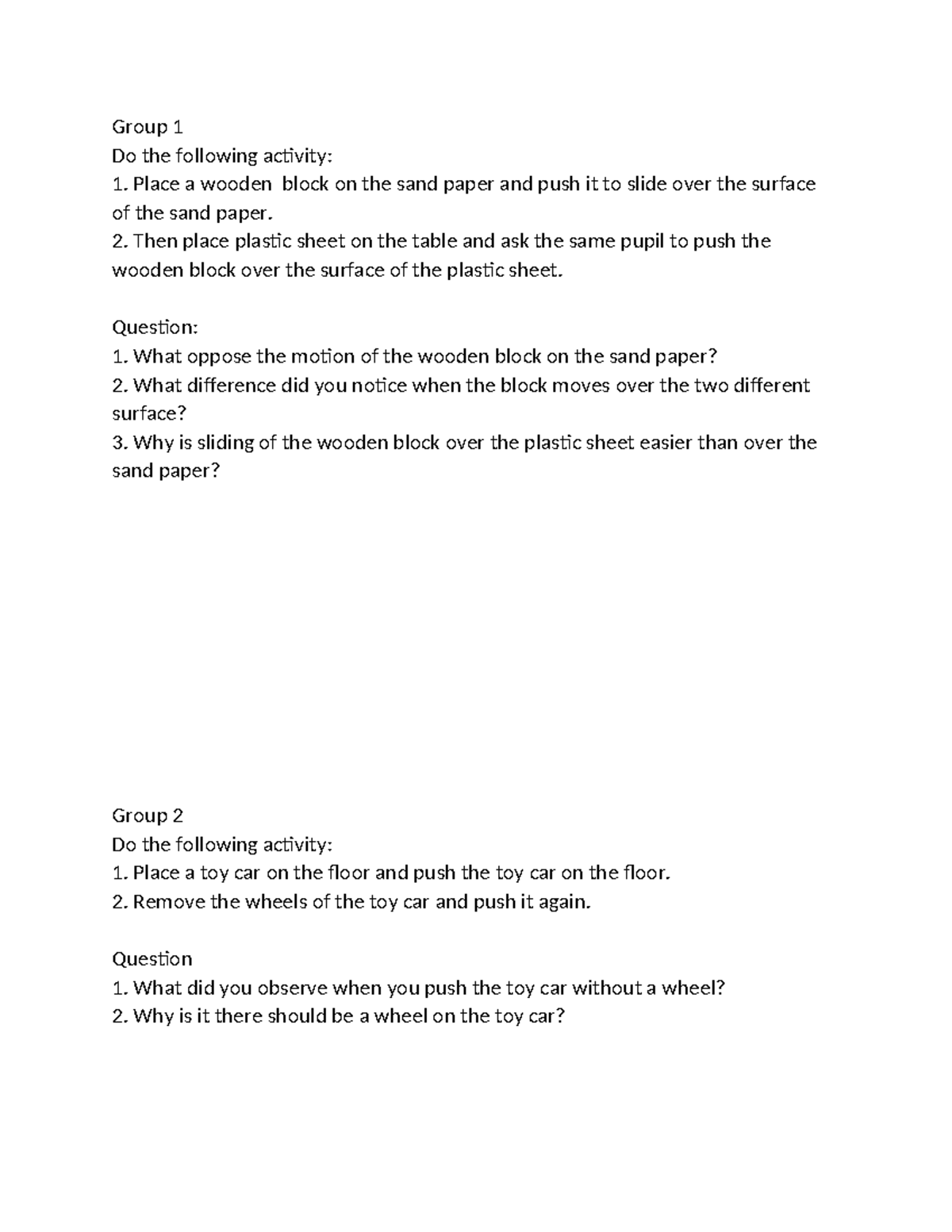 Group 1 - its all about lesson plan - Group 1 Do the following activity ...