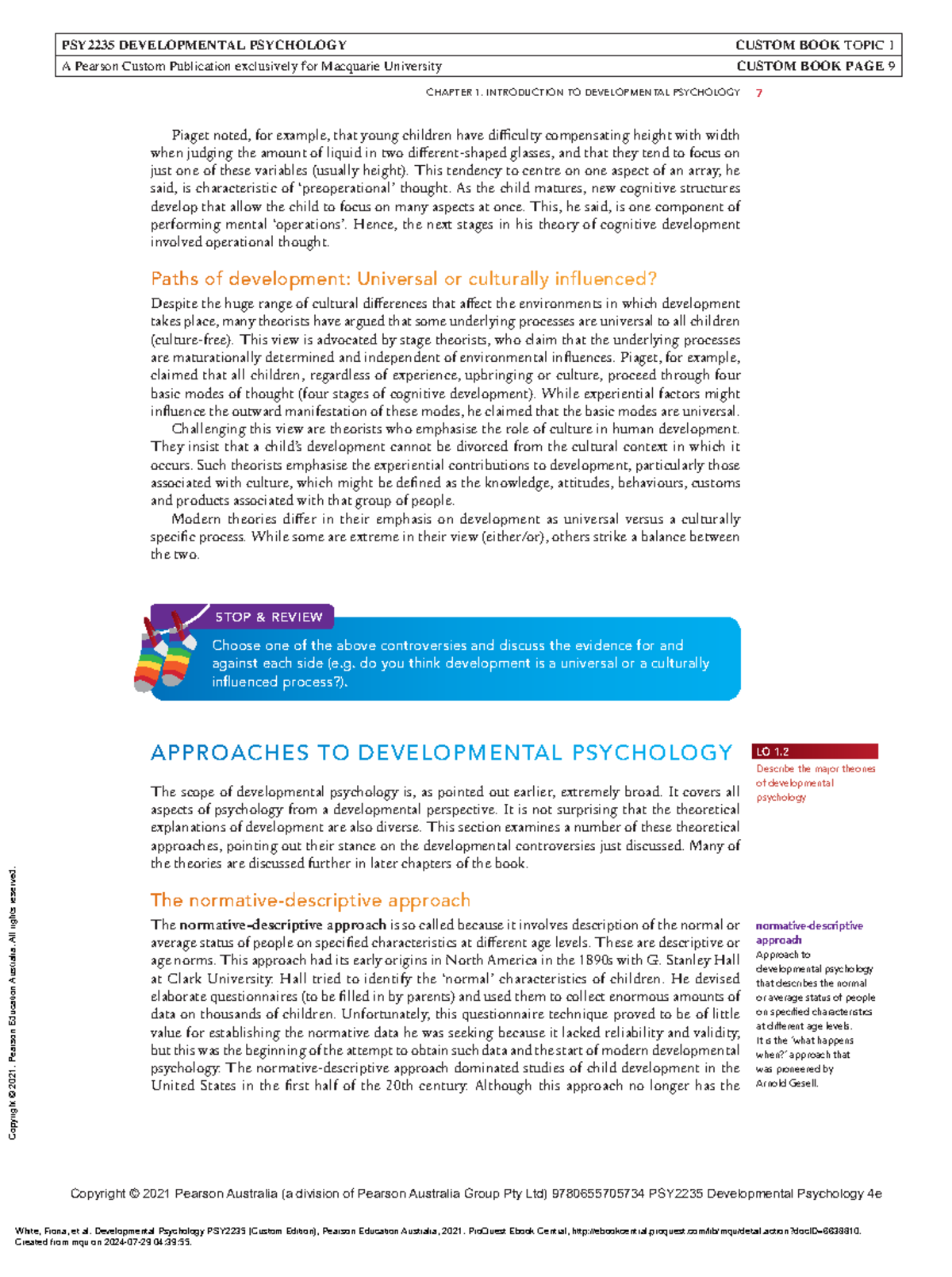 Developmental Psychology PSY2235 %28Custom Edition%29 - ( Approaches TO ...