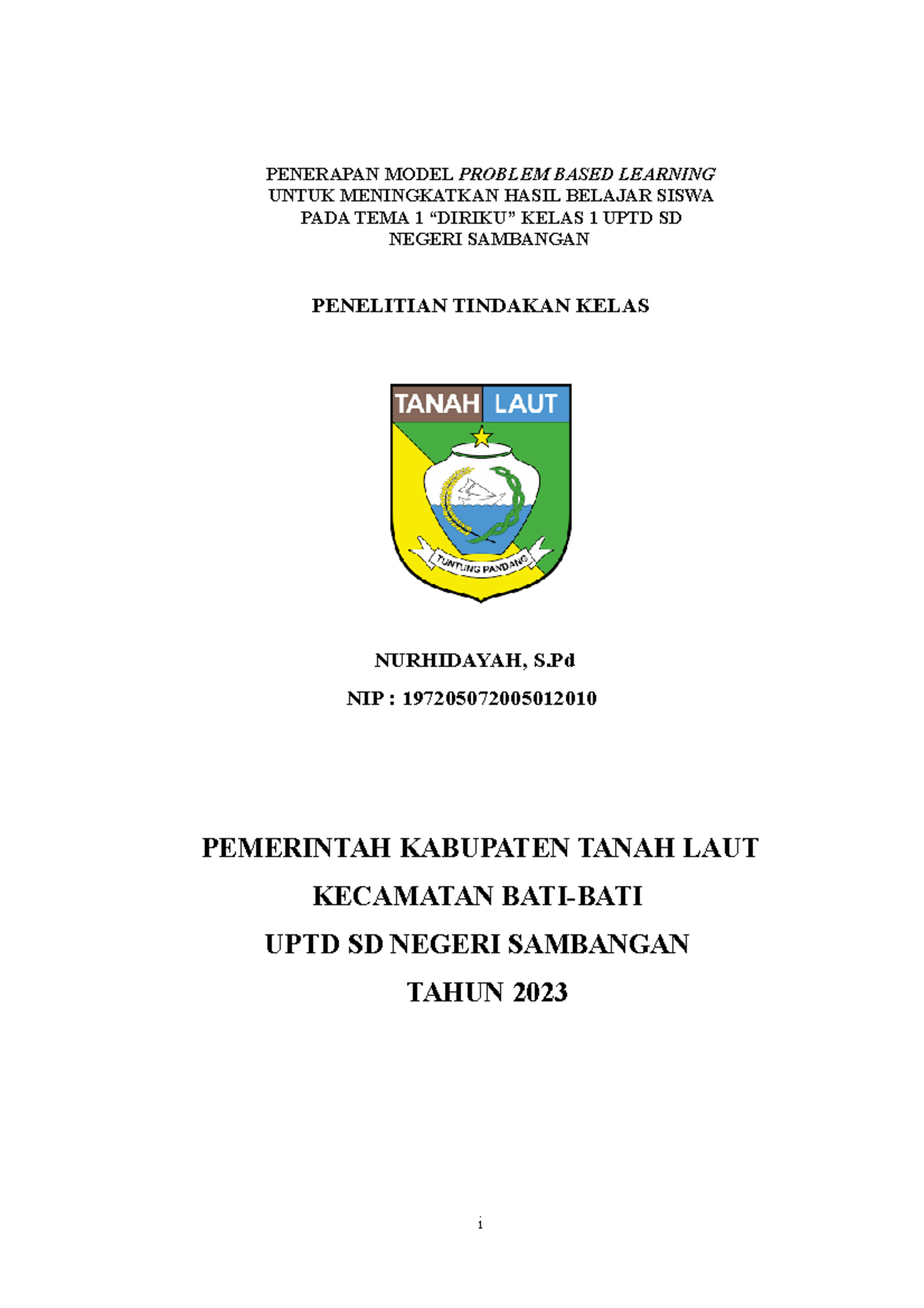 PTK- Nurhidayah.S.Pd 2023 - PENERAPAN MODEL PROBLEM BASED LEARNING ...