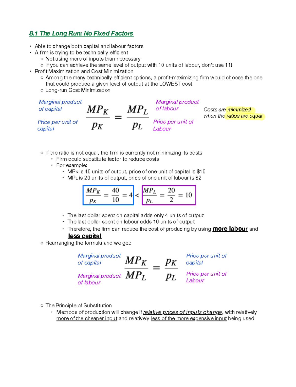 Chapter 8 Profit Maximization and Cost Minimization - 8 The Long Run ...