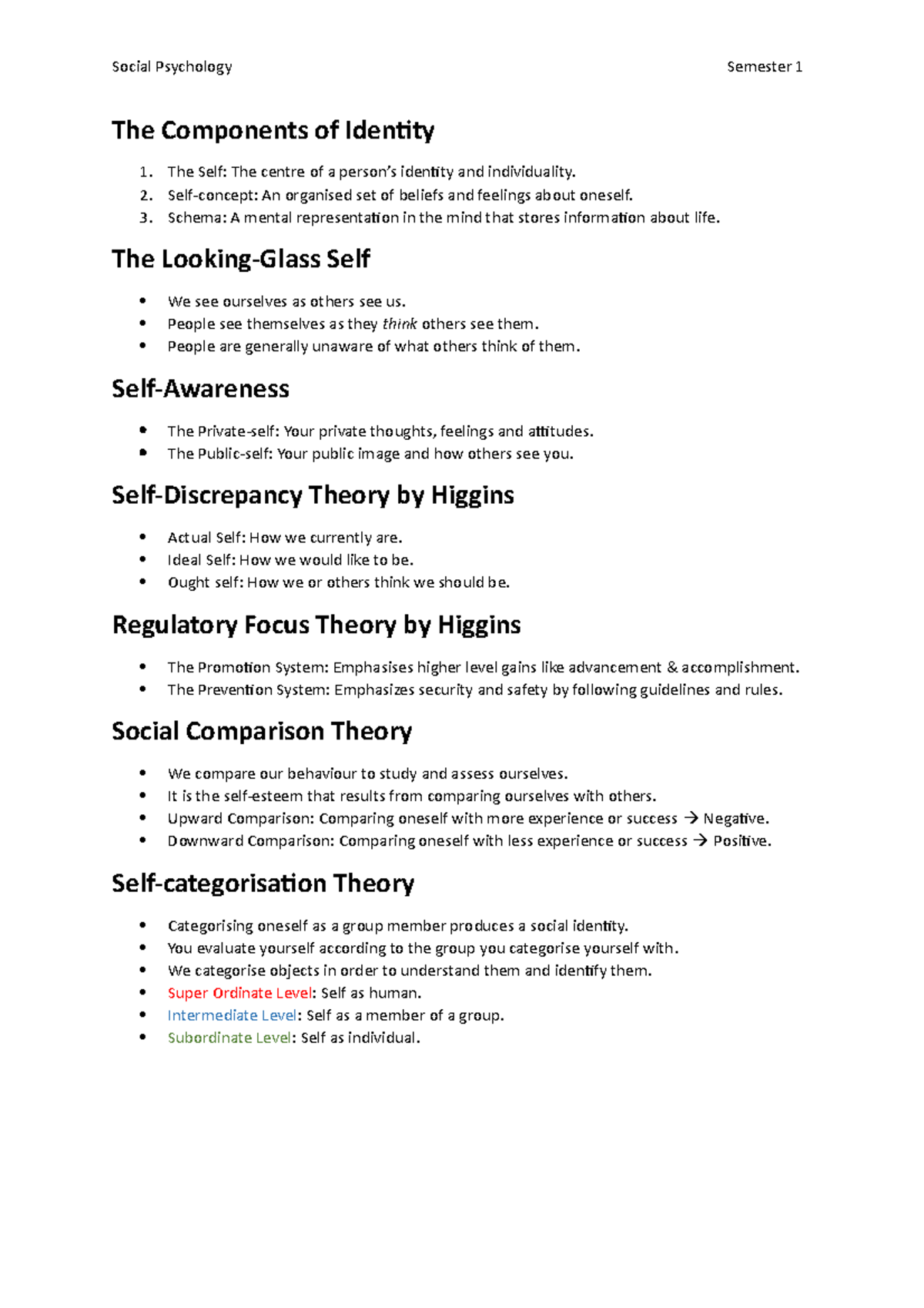 Self and Identity - Summary Social Psychology - Social Psychology ...