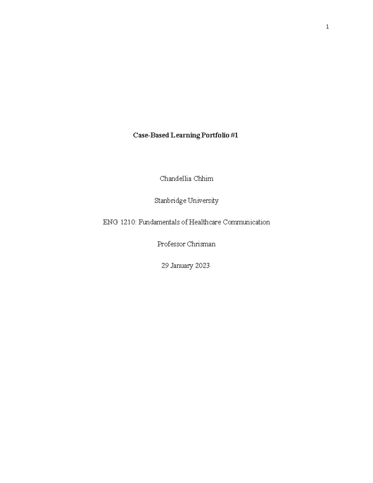 Portfolio - Assignments based on case studies. - Case-Based Learning ...