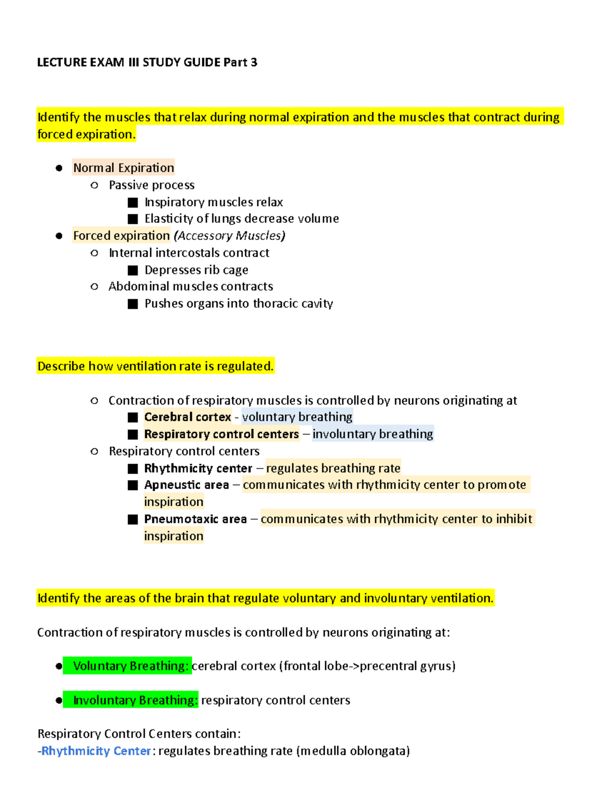 Lecture EXAM III Study Guide Part 3 - LECTURE EXAM III STUDY GUIDE Part 3 Identify the muscles ...