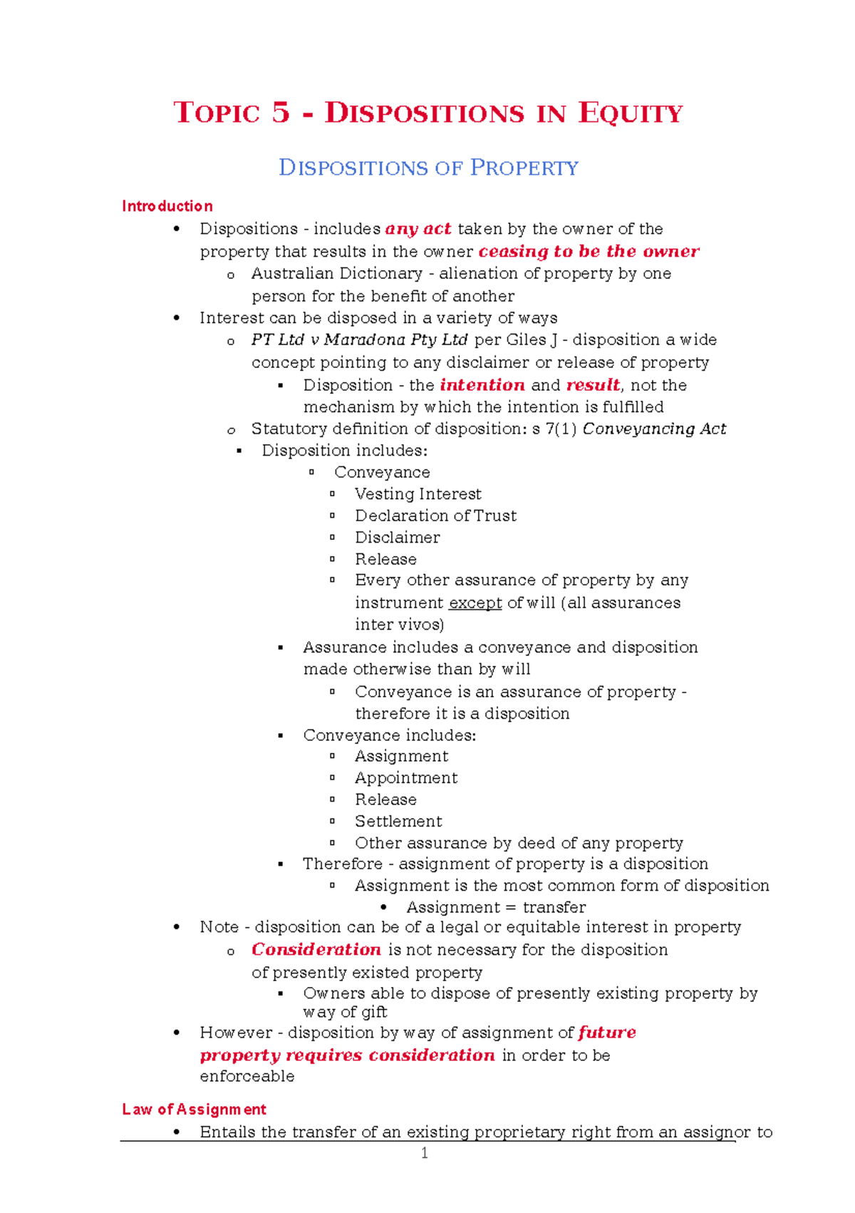 EQUITY - Dispositions - TOPIC 5 - DISPOSITIONS IN EQUITY DISPOSITIONS ...