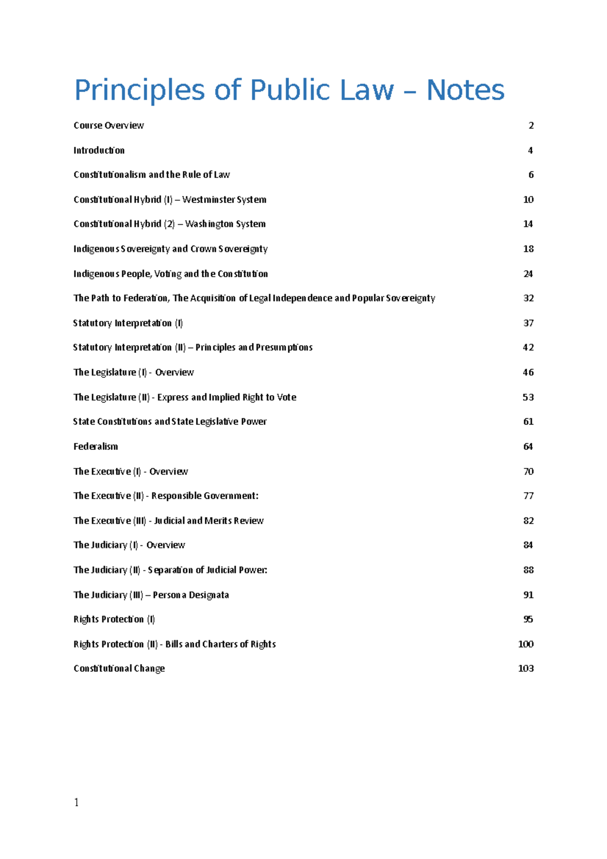 PPL Notes - Principles of Public Law – Notes Course Overview 2 ...