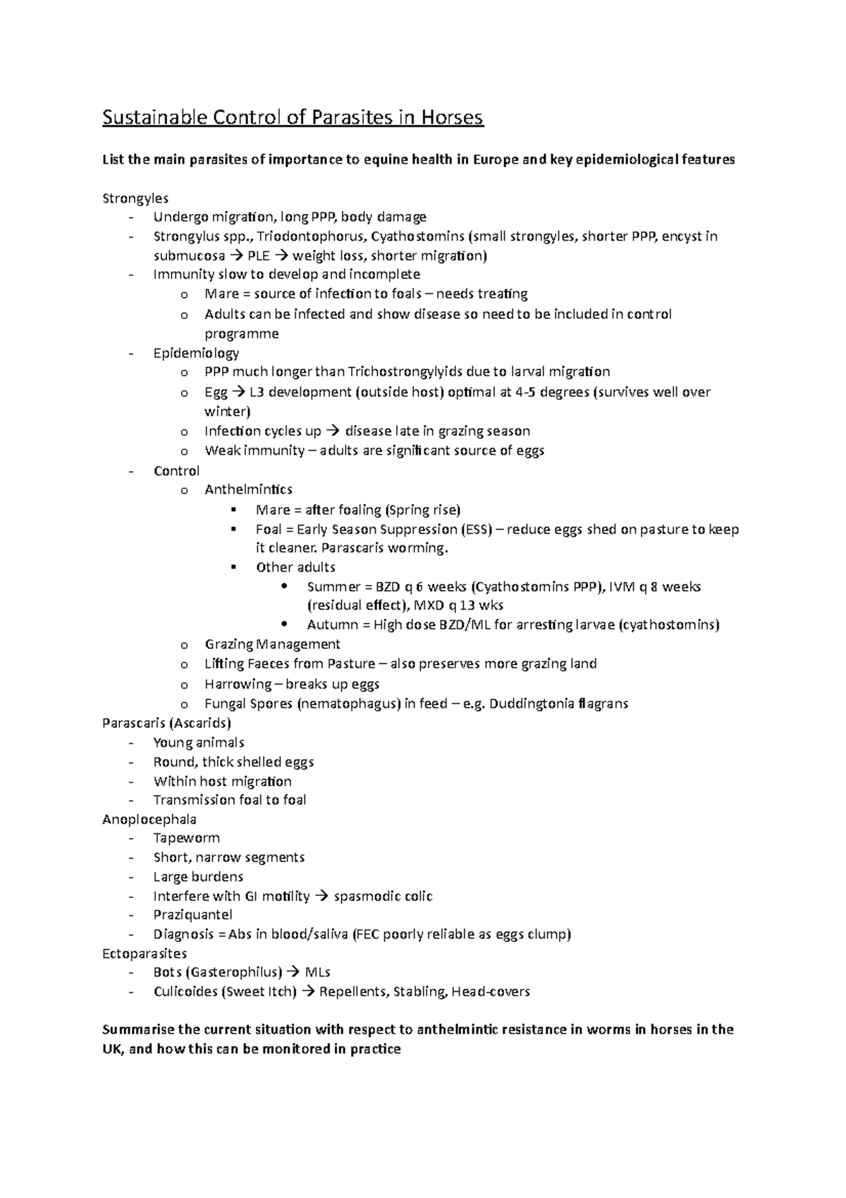 Sustainable Control of Parasites in Horses - , Triodontophorus ...