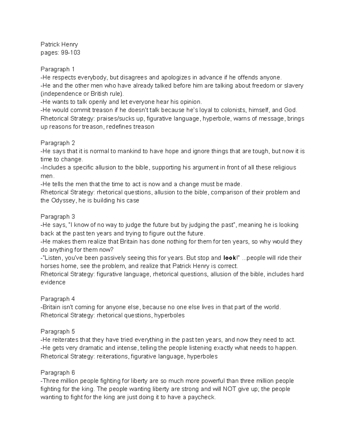 Patrick henry Revolutionary Texts Student Sample - Patrick Henry pages ...