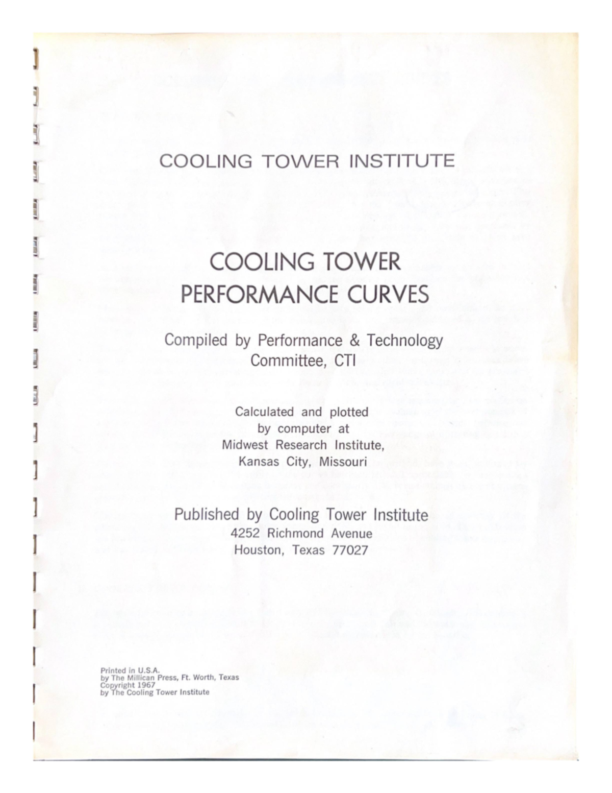Cooling Tower Performance Curves - Cooling Tower Institute - CTI - COOLING TOWER INSTITUTE ...