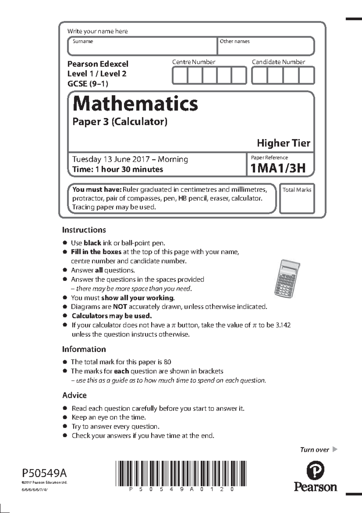 1MA1 3H QP-2 - math lecture notes and practice material and exam ...