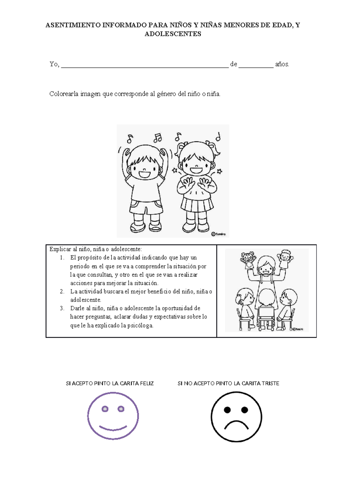 Asentimiento informado para ninos y ninas menores de edad ...