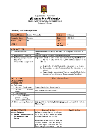 Detailed Lesson PLAN IN Science 3 - DETAILED LESSON PLAN IN SCIENCE 3 ...