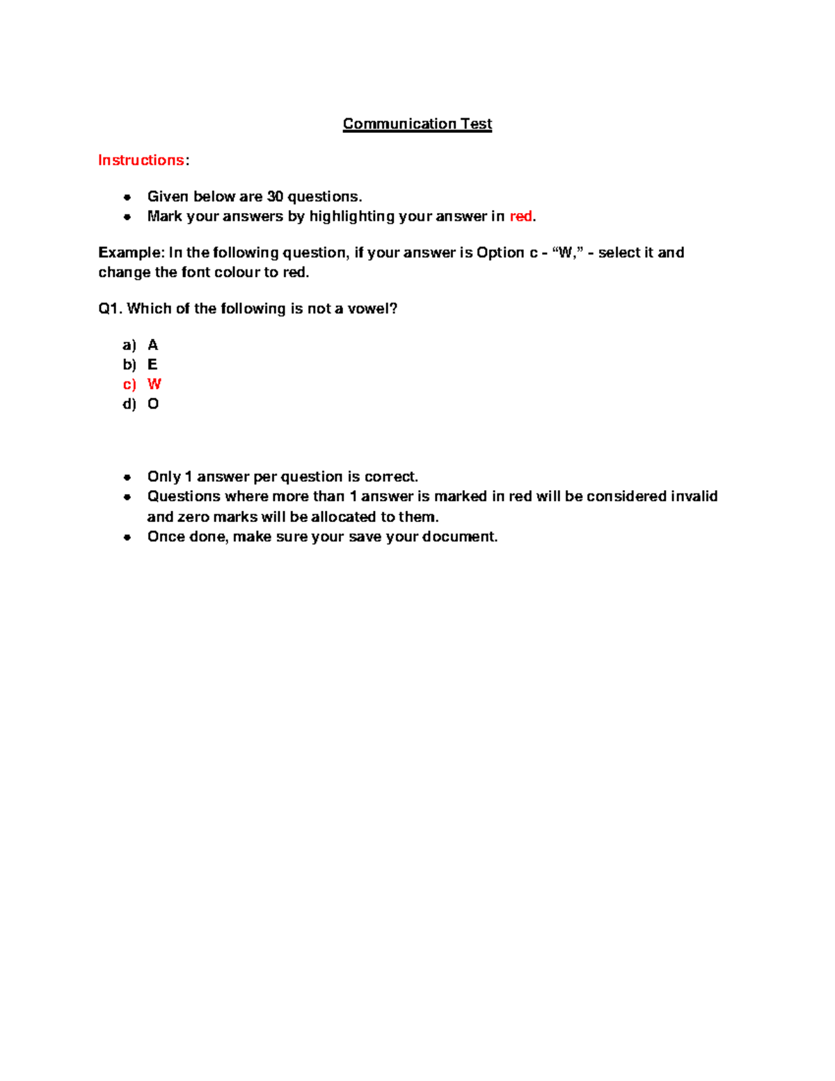 Communication Test - Preethi - Communication Test Instructions: Given ...